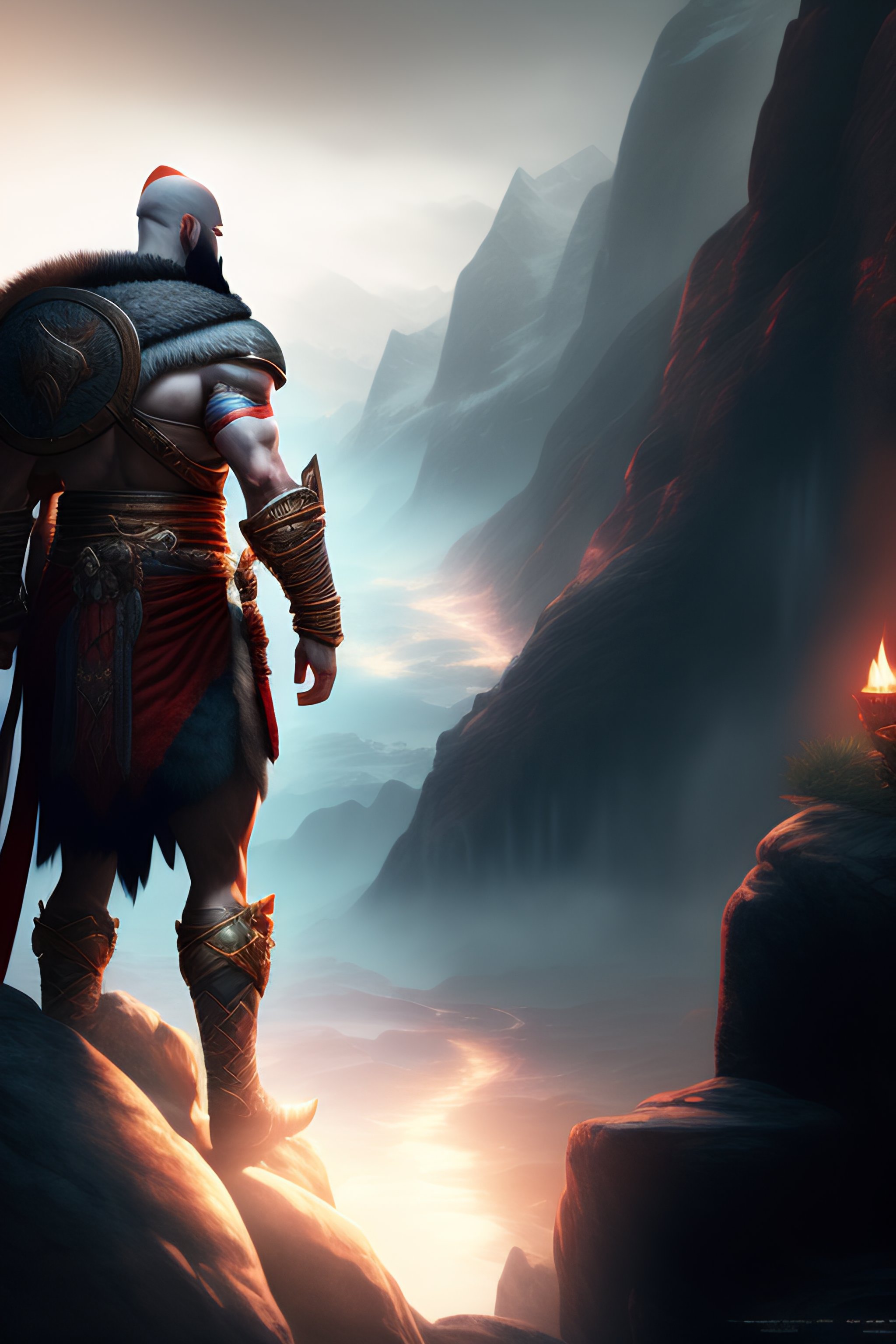 Lexica - Epic views of god of war, kratos, concept art, trending on ...