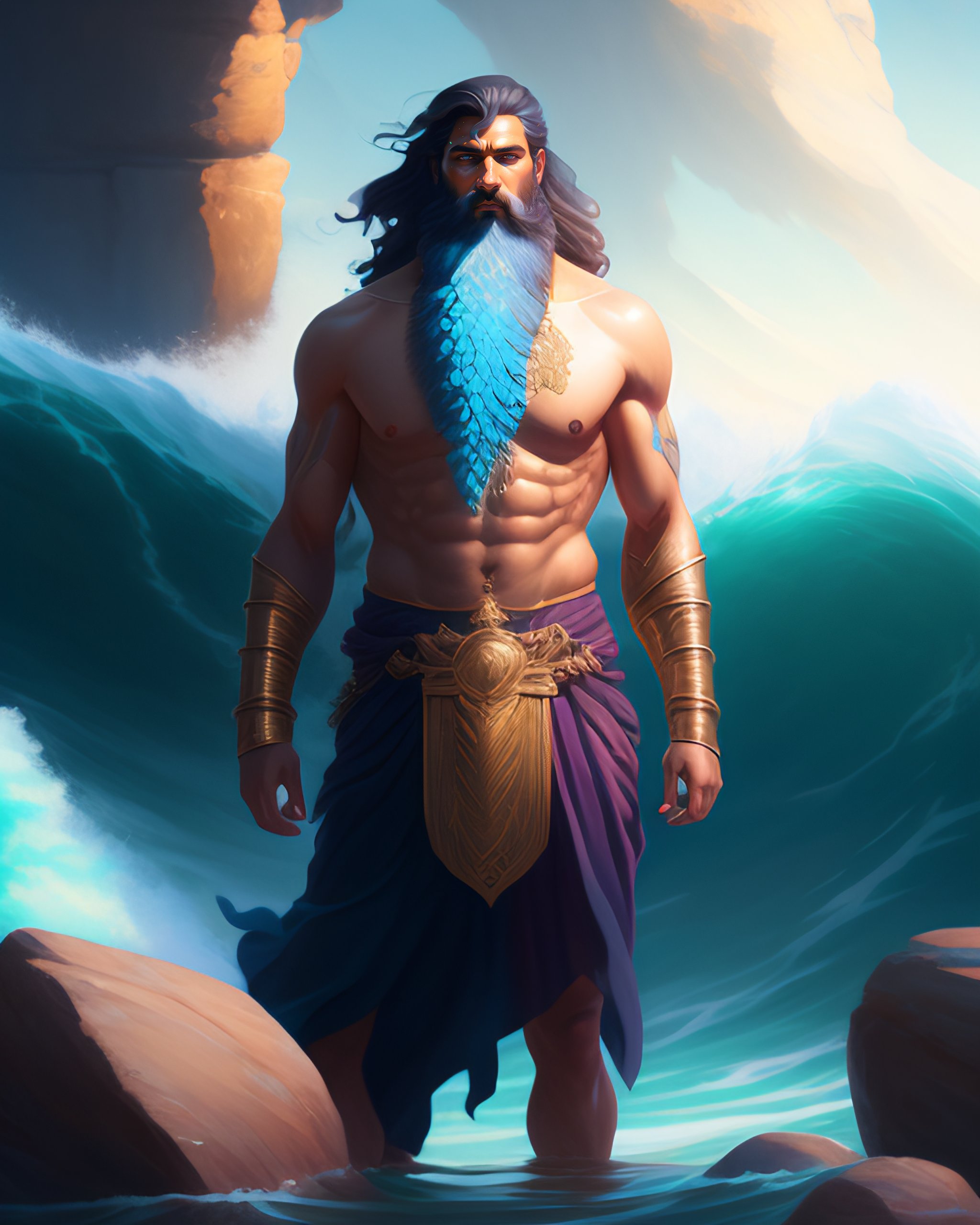 Lexica - Highly detailed full body of poseidon Greek mythology, unreal ...