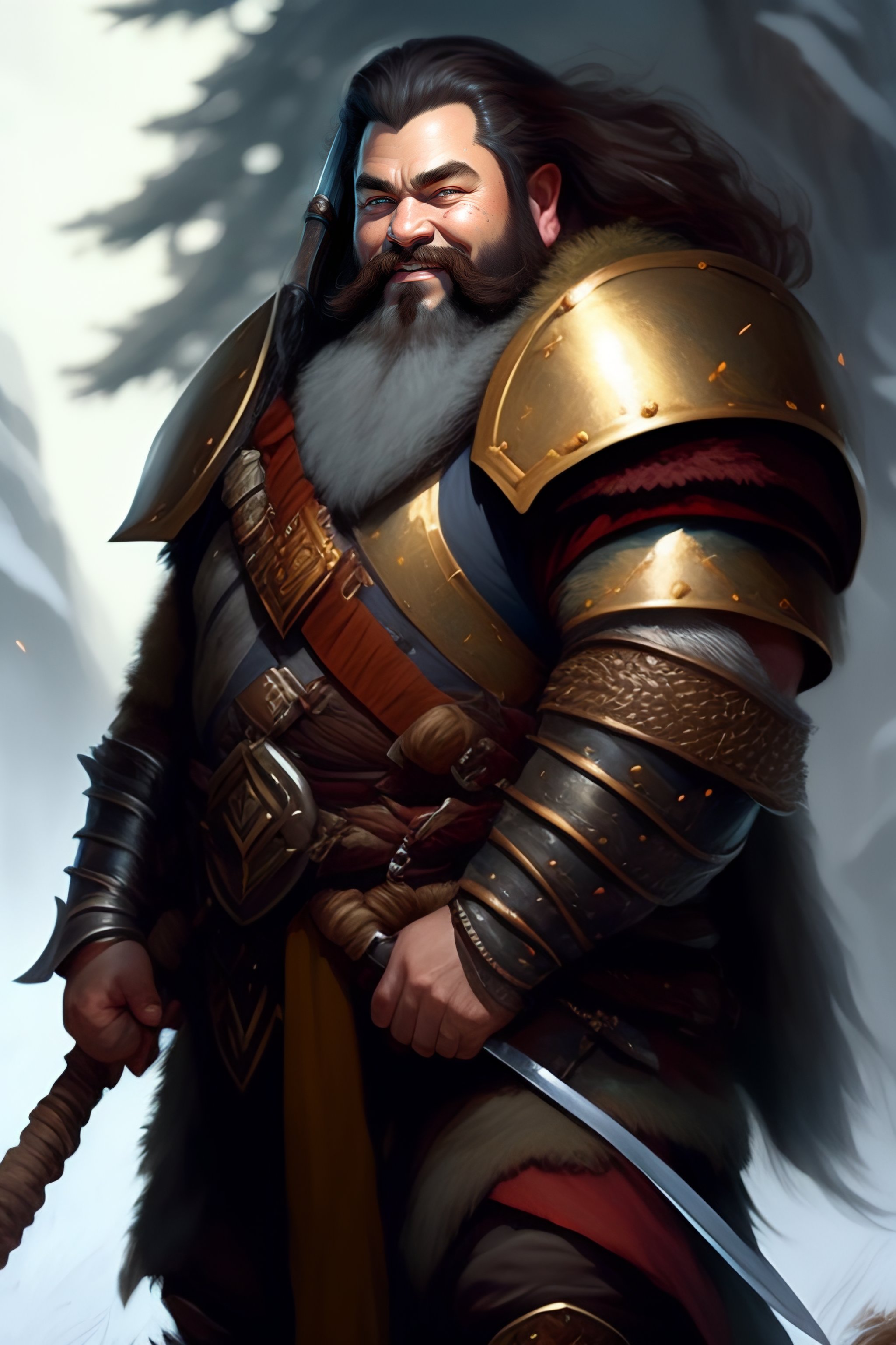 Lexica - Portrait of a happy dwarf paladin with orcish axe and rusty ...