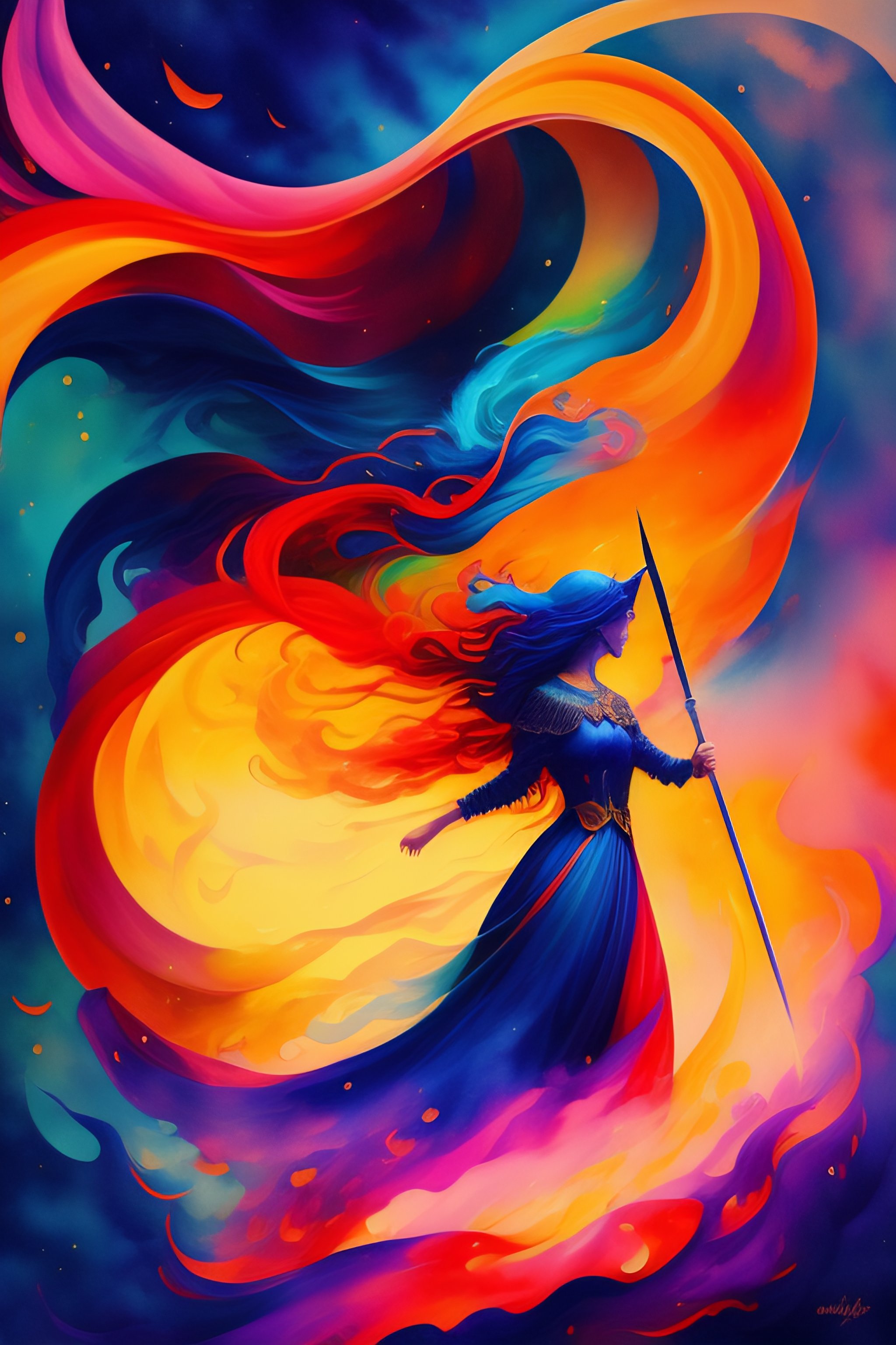 Lexica - Watercolor style, beautiful camil giorgi witch fighting demon ...
