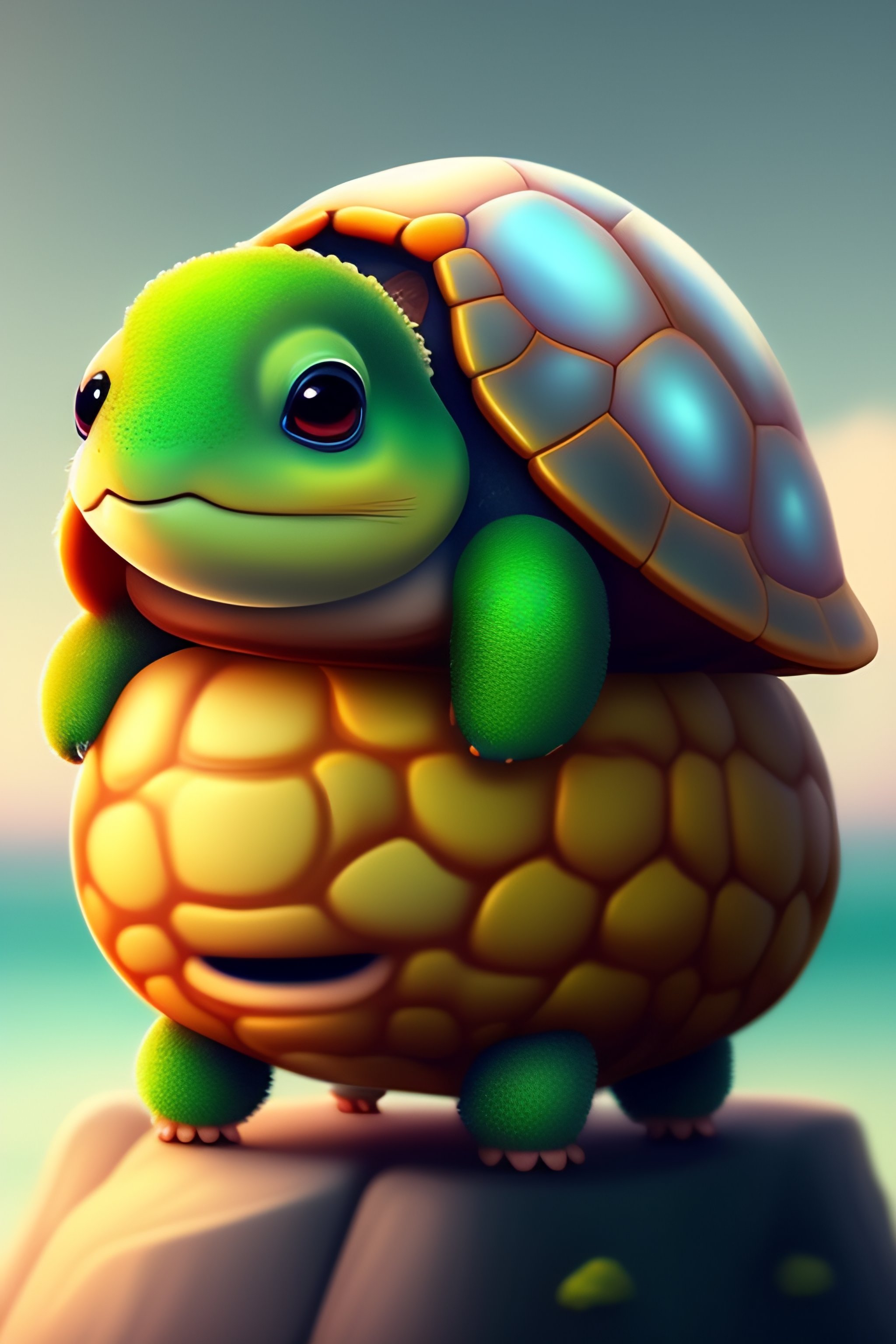 Lexica - CUTE AND ADORABLE CARTOON FLUFFY turtle, FANTASY, DREAMLIKE ...