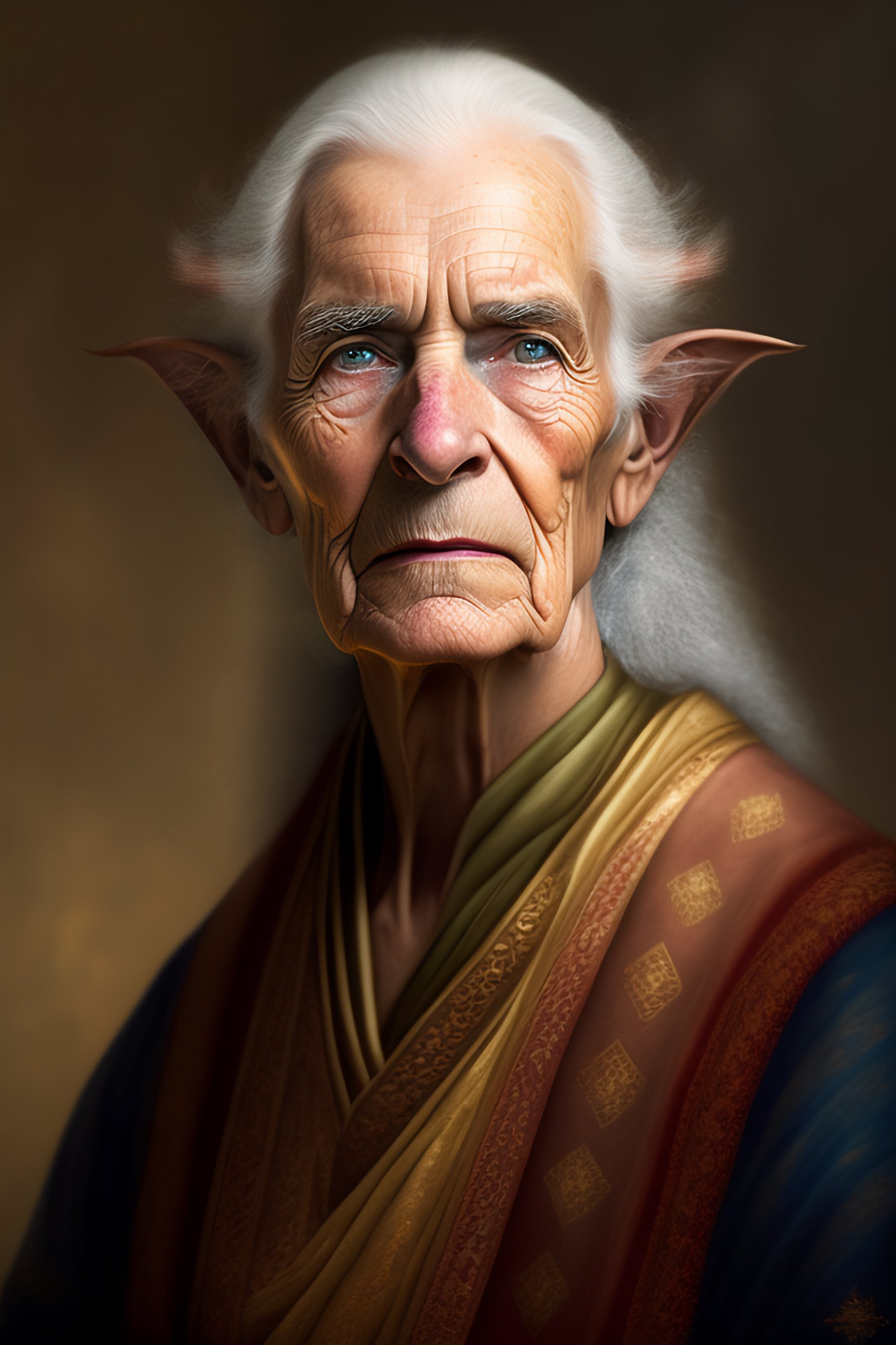 Lexica - Old aged half man half woman elf portrait