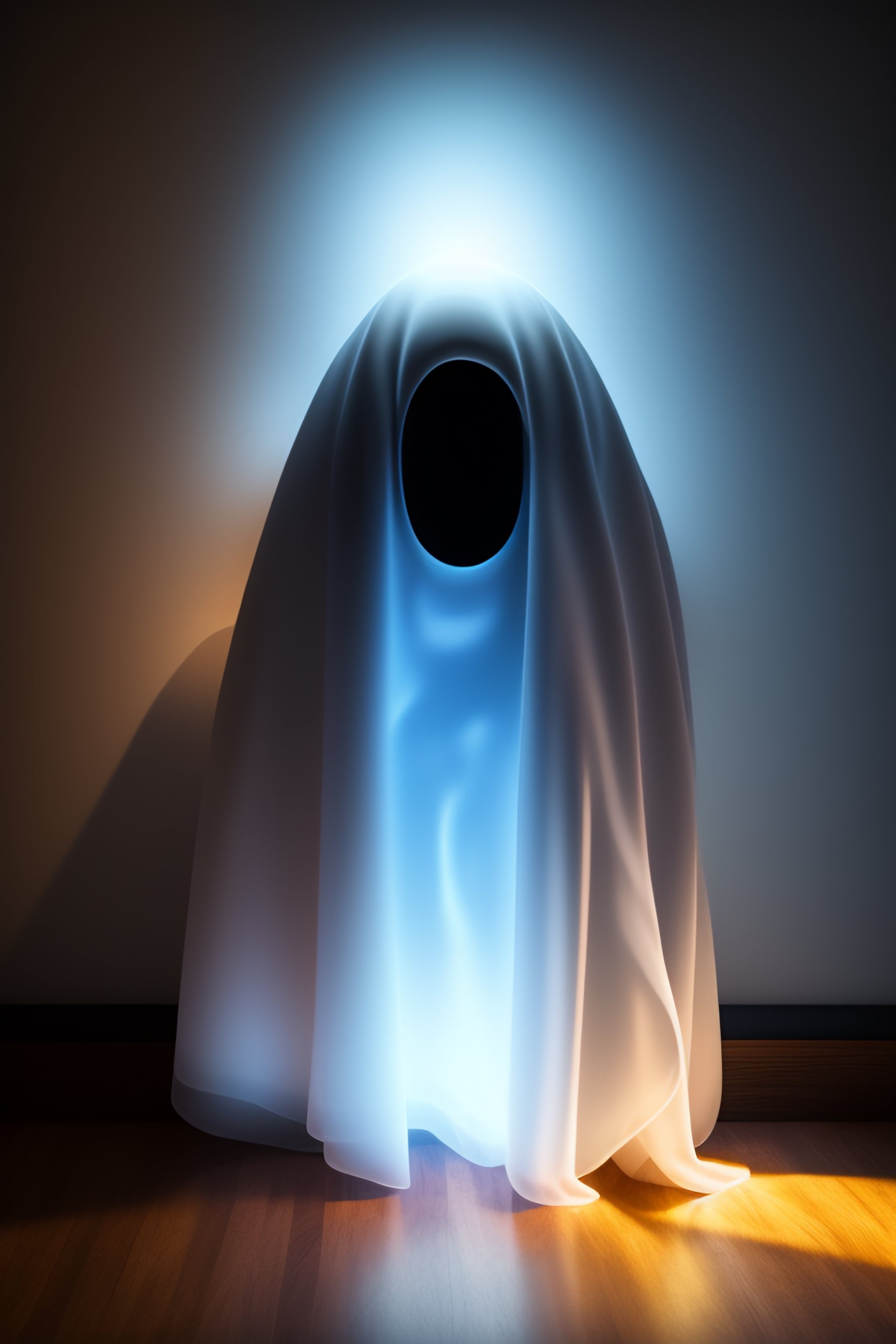 Lexica - Creepy ghost in the house, 3D,