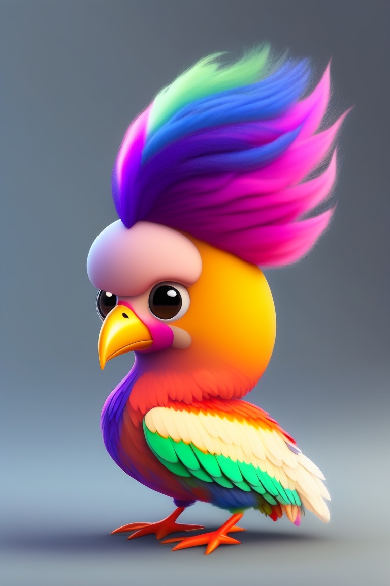 Lexica - Cartoon, chicken, rainbow mohawk