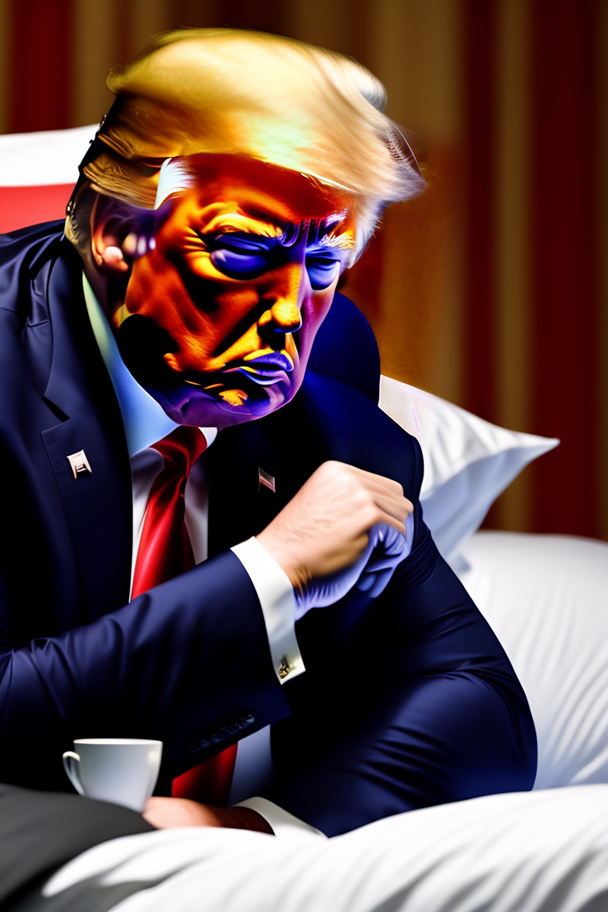 Lexica - Photo of Donald Trump in bed working on the 2024 election ...
