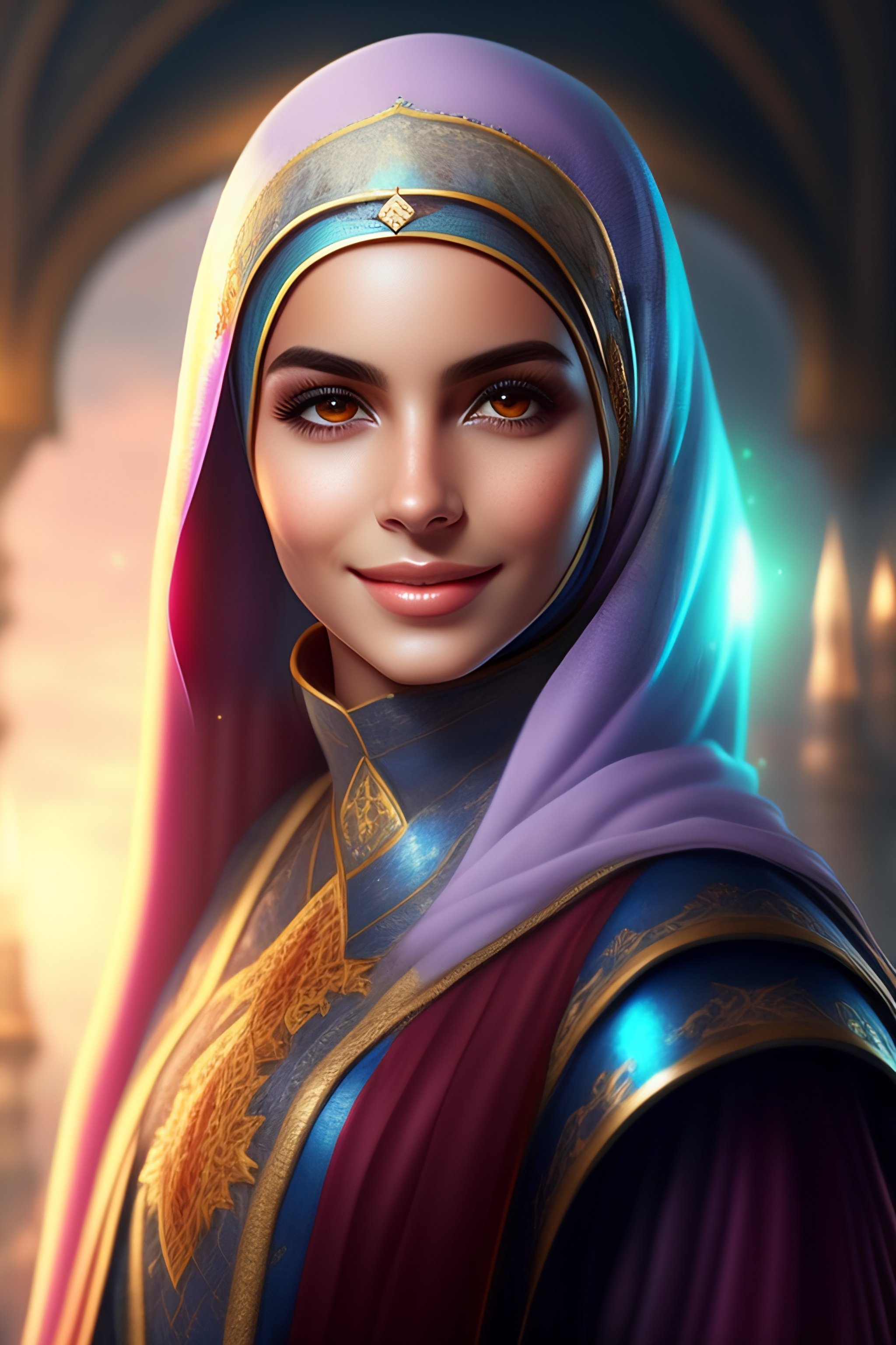 Lexica - Cute hijab girl in medieval light mage clothing, ((seed:657949))