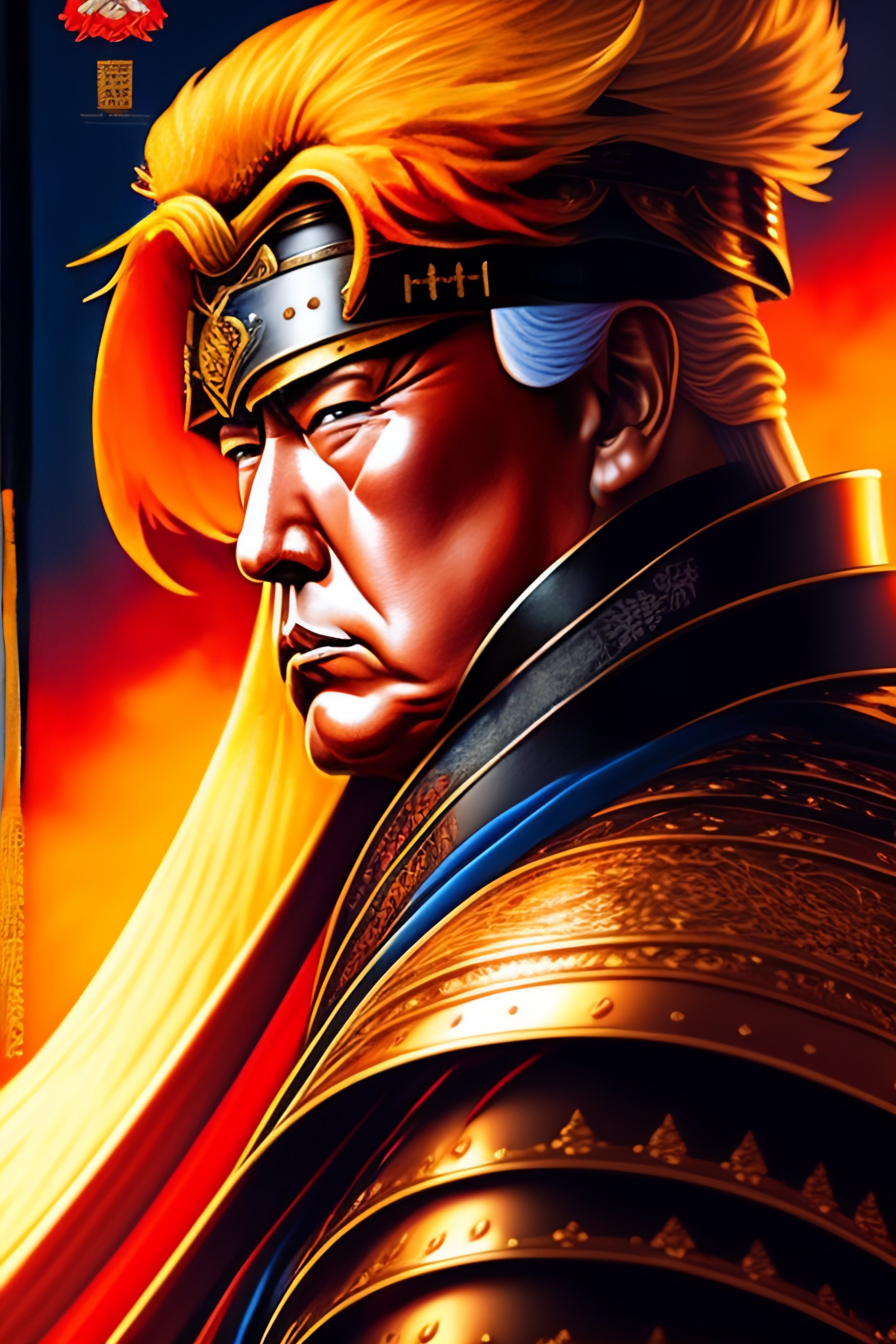 Lexica - Poster of donald trump as a samurai, wearing cyberpunk ...