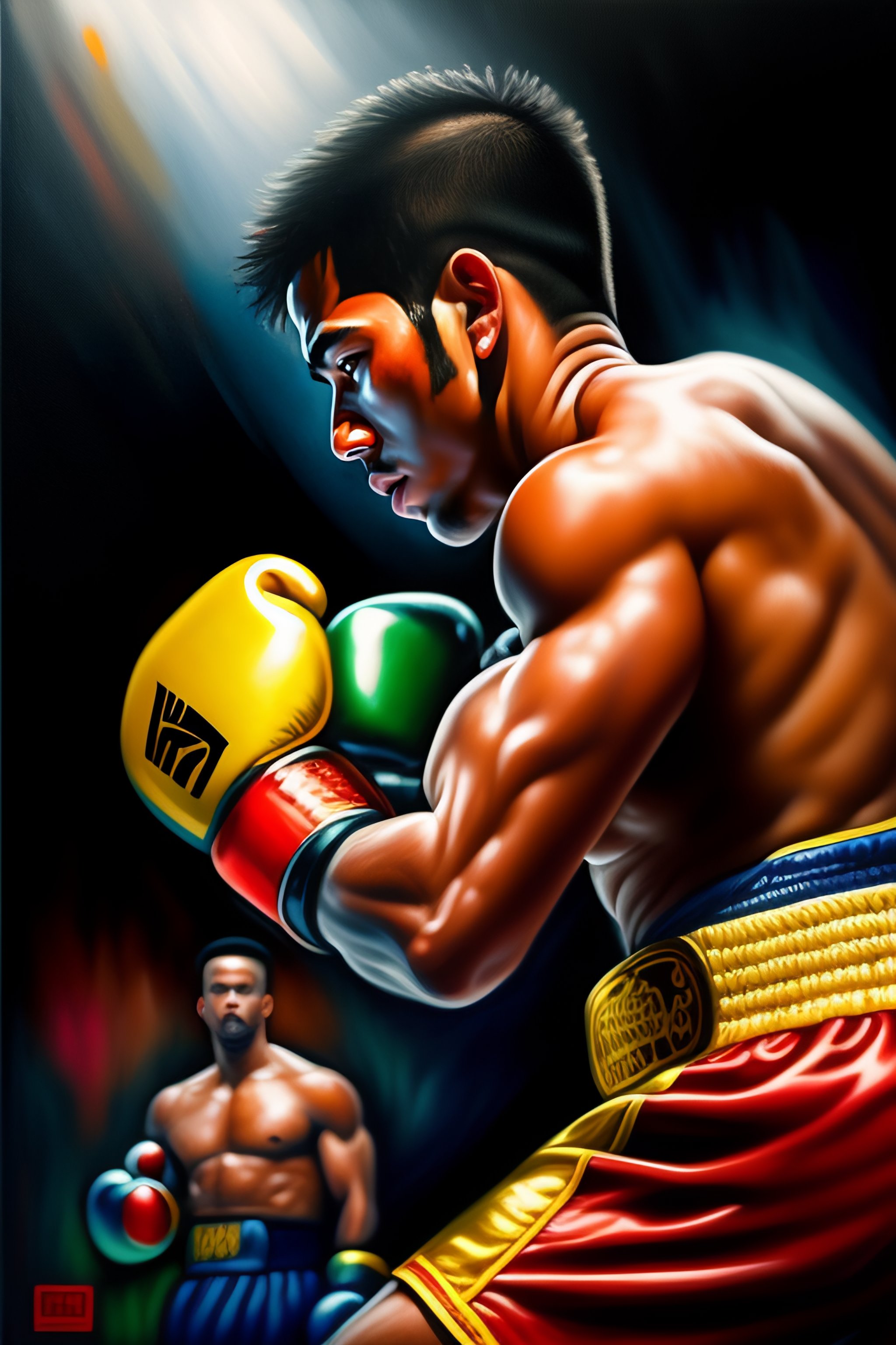 Lexica - Oil painting boxe fighting