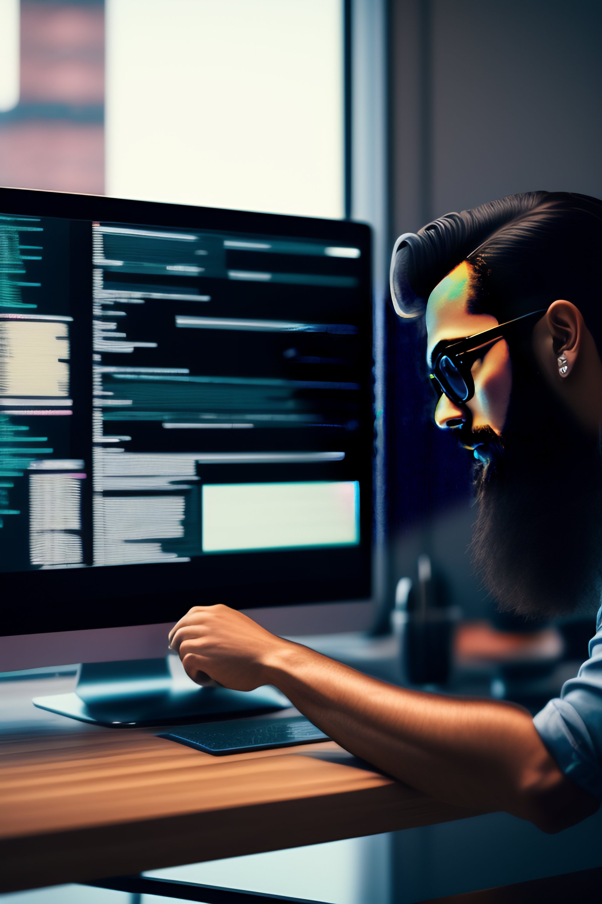 Lexica - Hipster programers working on laptop, code in screen