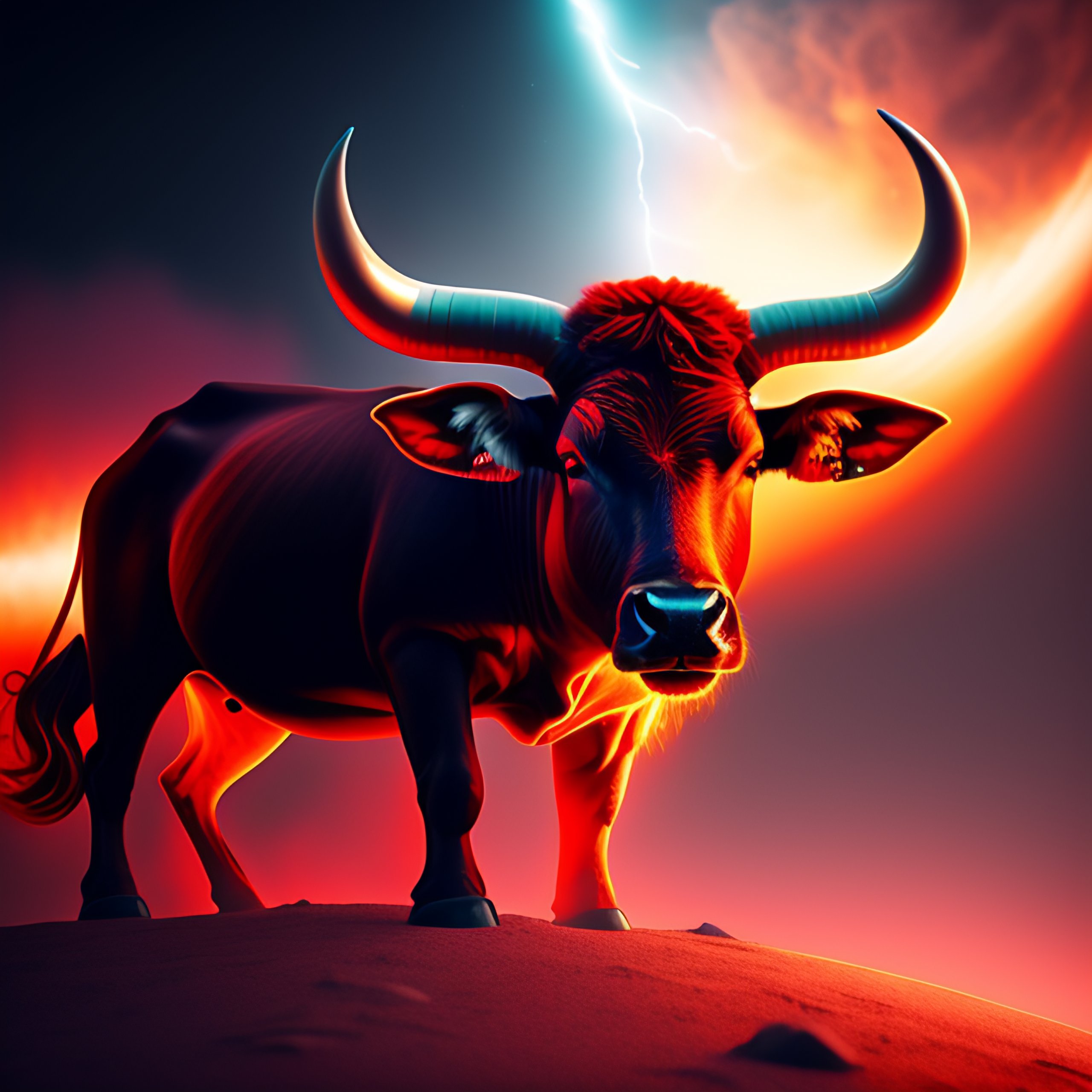 Lexica - A dark red head Bull in space suits, surrealism, retro space ...