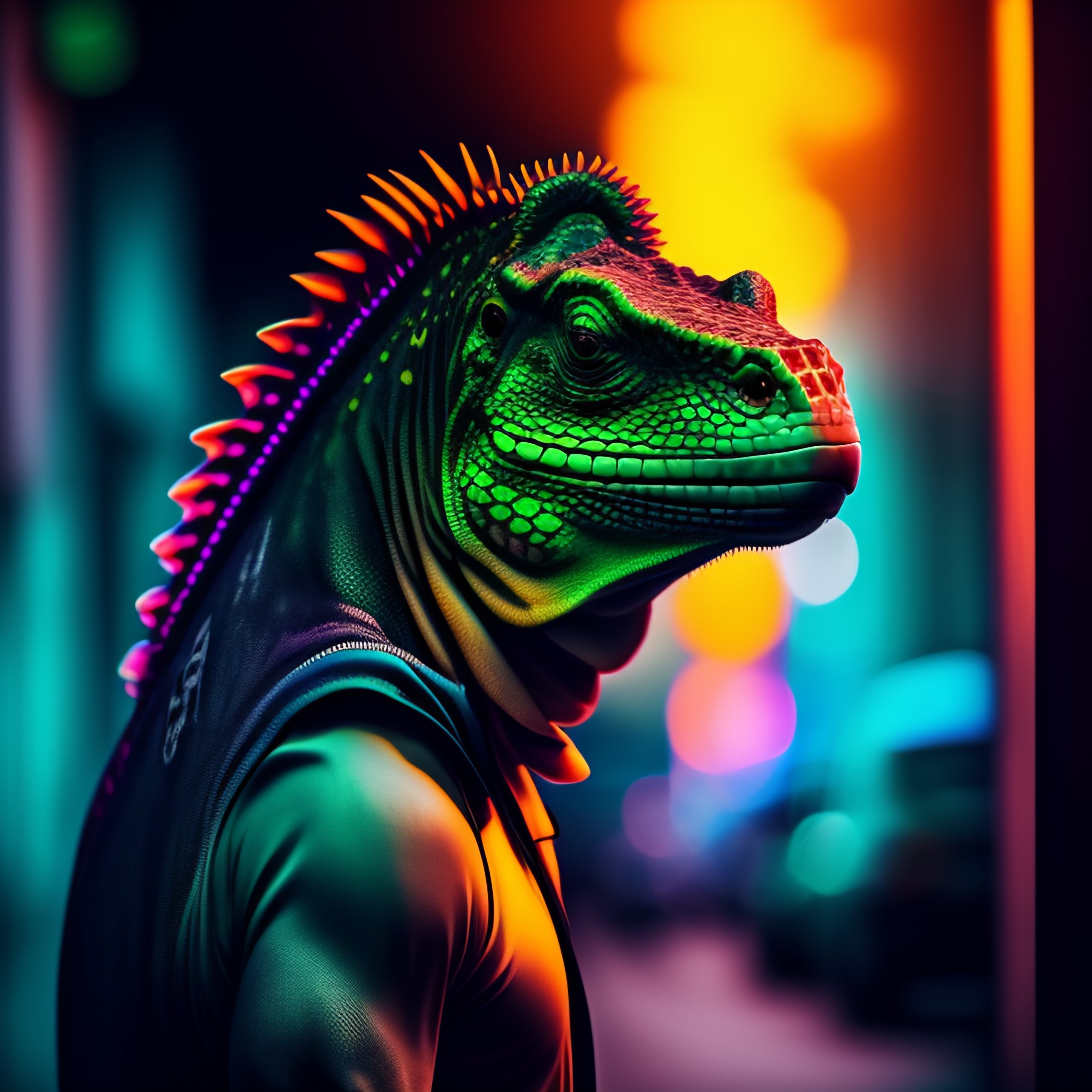 Lexica - Manly human iguana hybrid stroking chin in an attractive ...