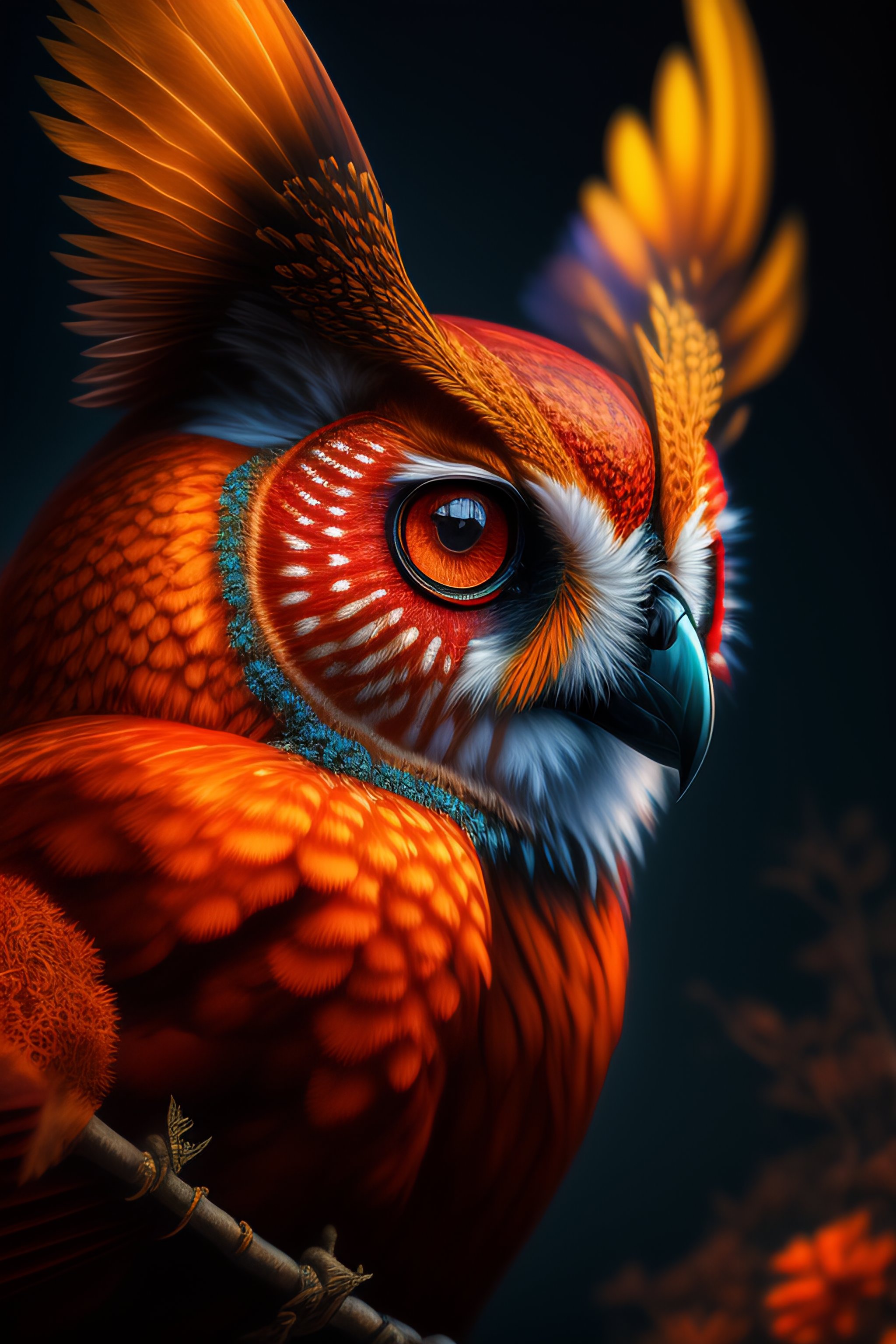Lexica - Painting of hybrid between spider & red owl, intercrossed ...