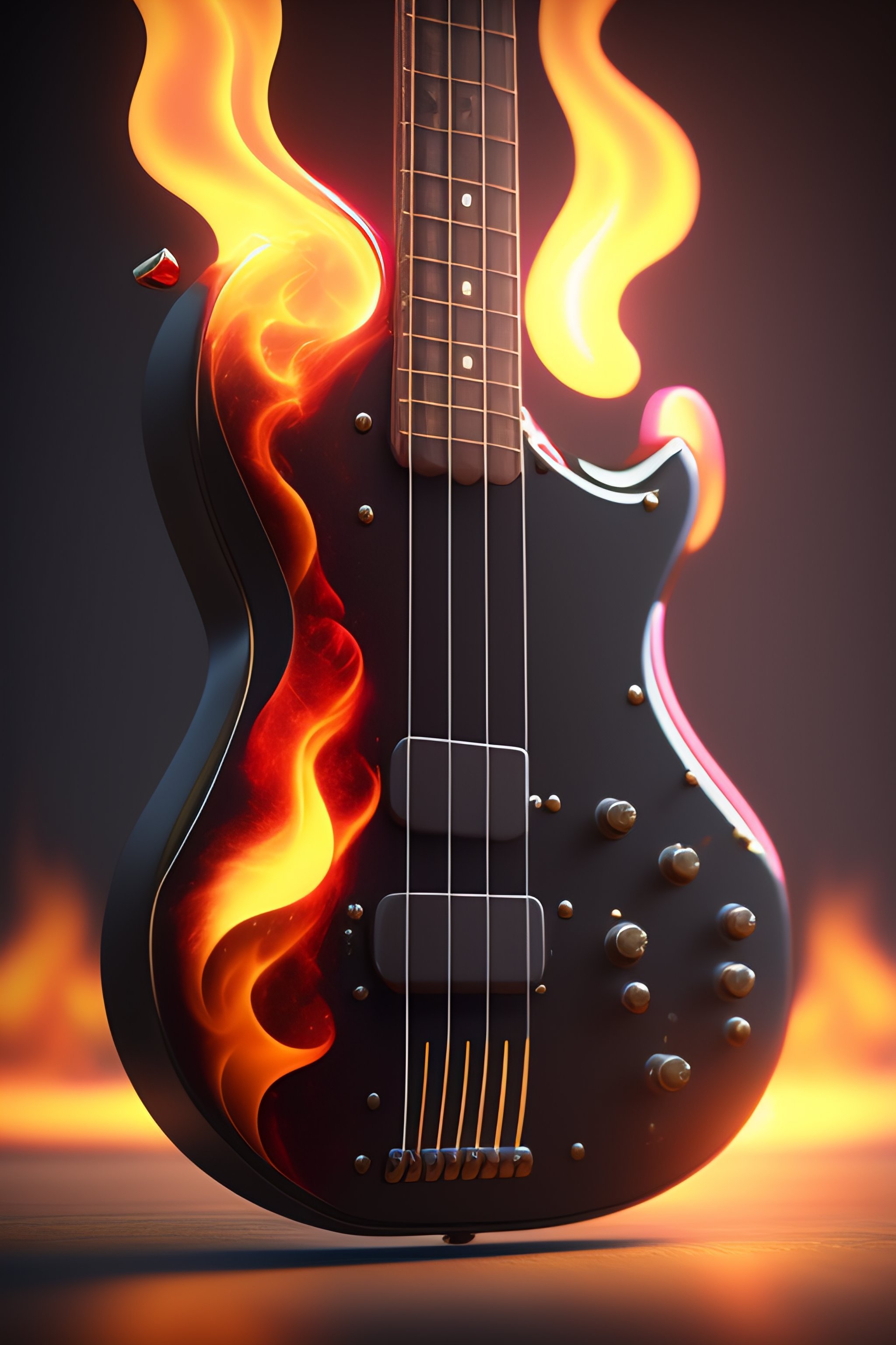 Lexica - Epic guitar with flames, 3D octane render