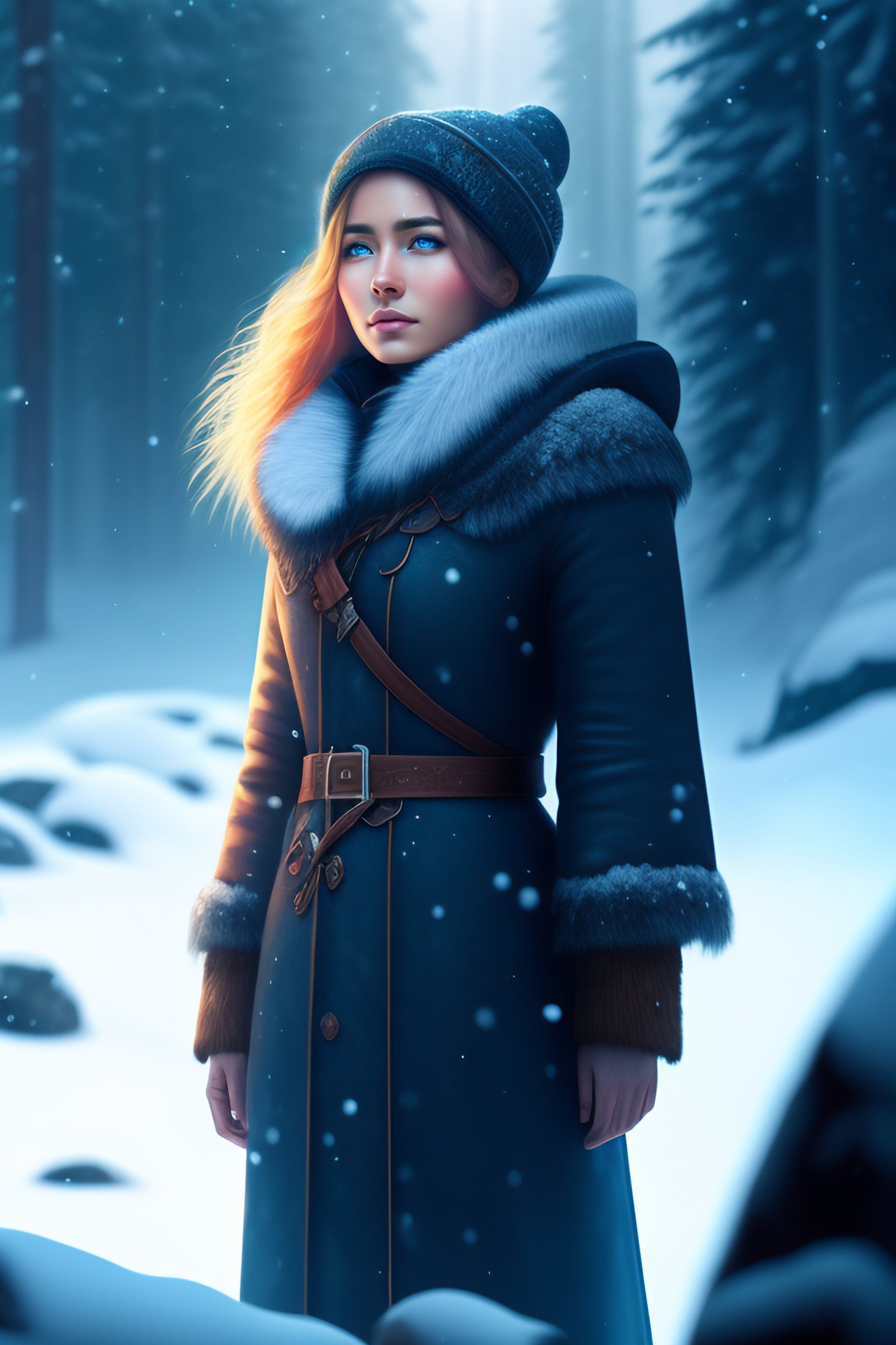 Lexica - Young mage, trapped in winter land, fantasy setting, wide shot ...