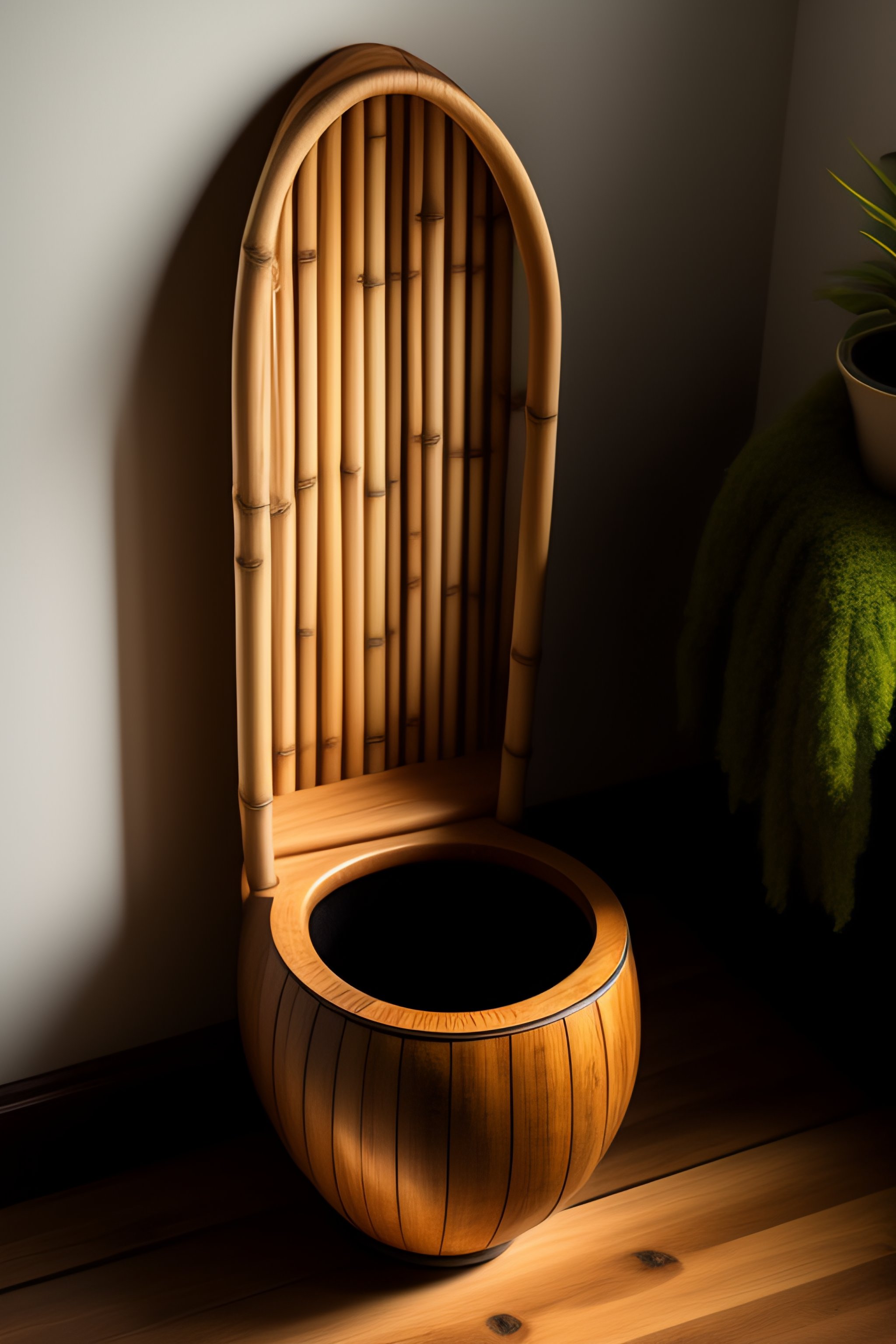 Lexica - A wooden urinal made out of old bamboo. Moss. Cottage core urinal