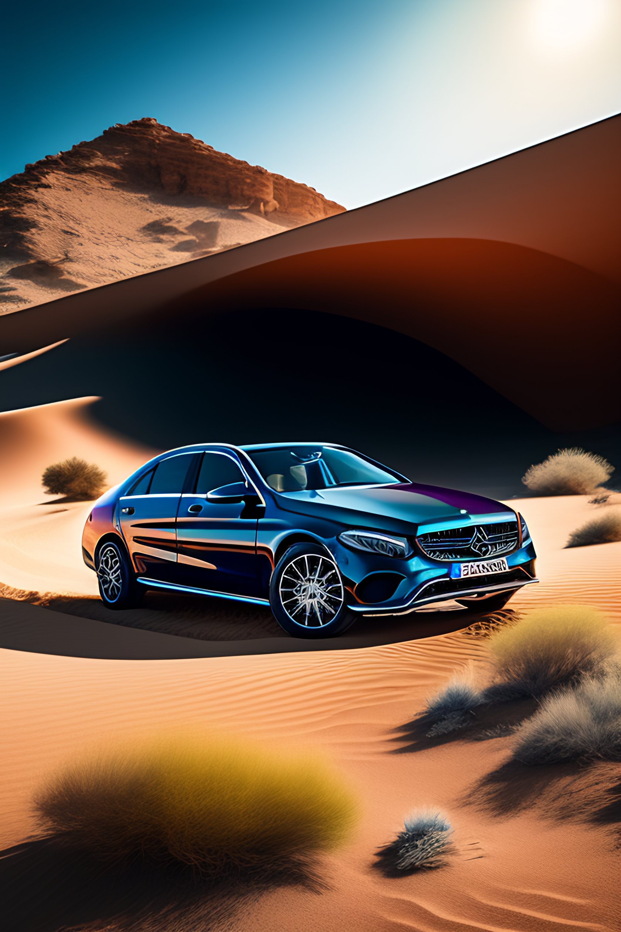 Lexica - Mercedes clase c 220d azul en desierto
