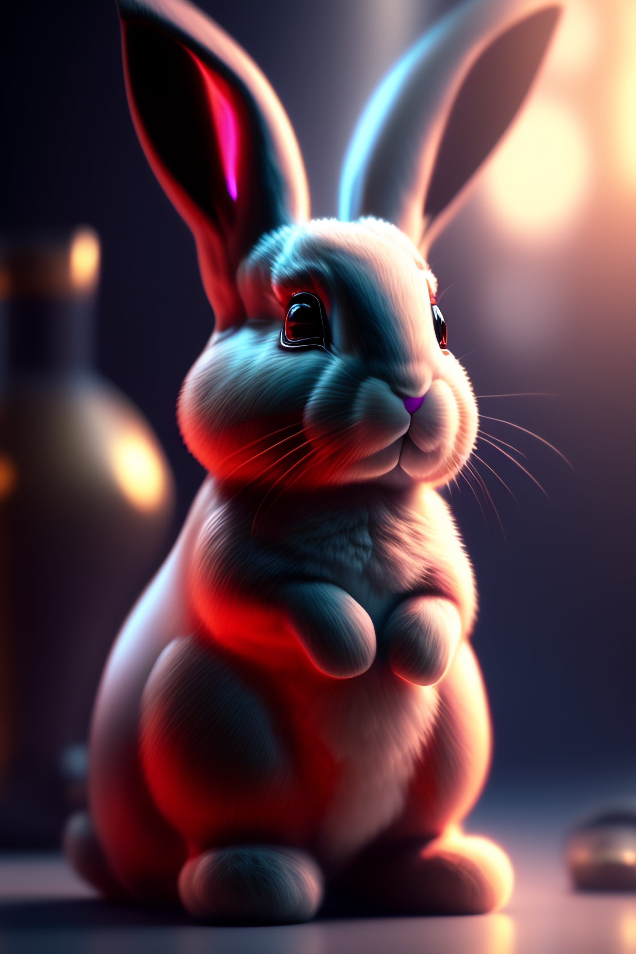 Lexica - Film still of a mechanical bunny with 4 eyes in a marvel movie ...
