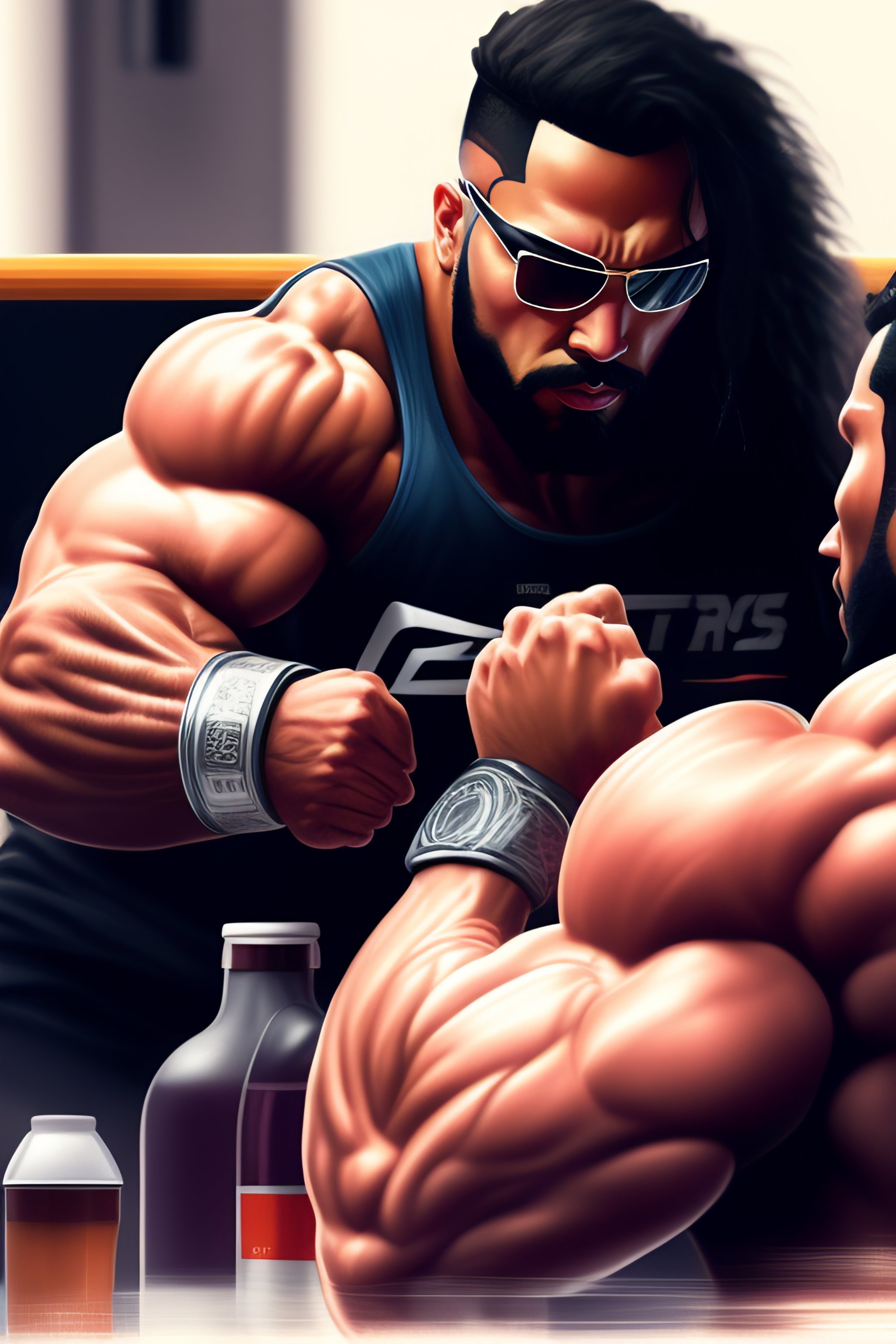 Lexica - Big shredded arm armwrestling sketch