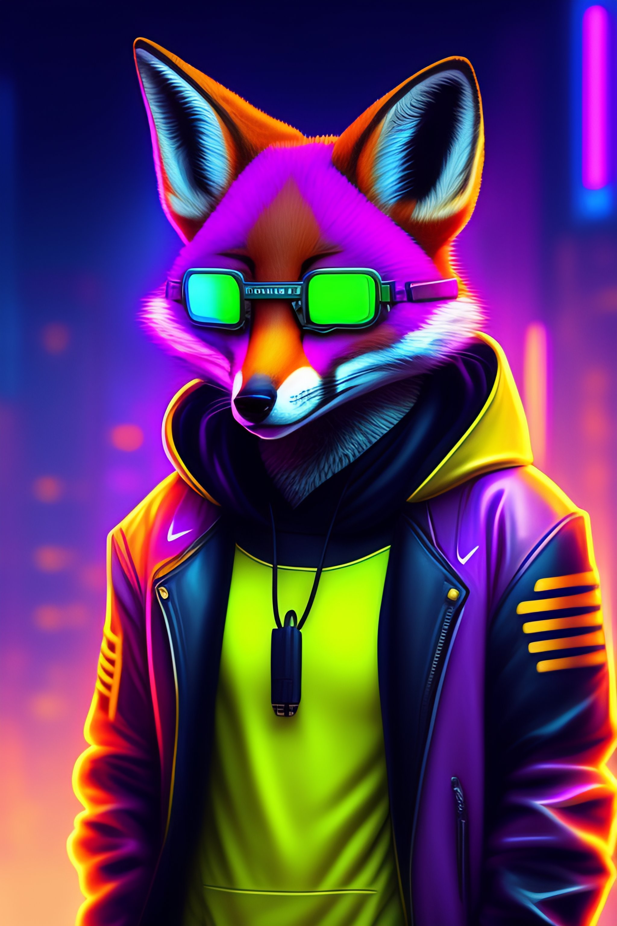 Lexica - Fox fursona,cyberpunk clothes, Zootopia style,furry style,neon ...