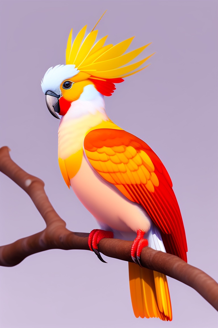 Lexica - Stylized in anime cockatoo, in profile, in white-yellow-red ...