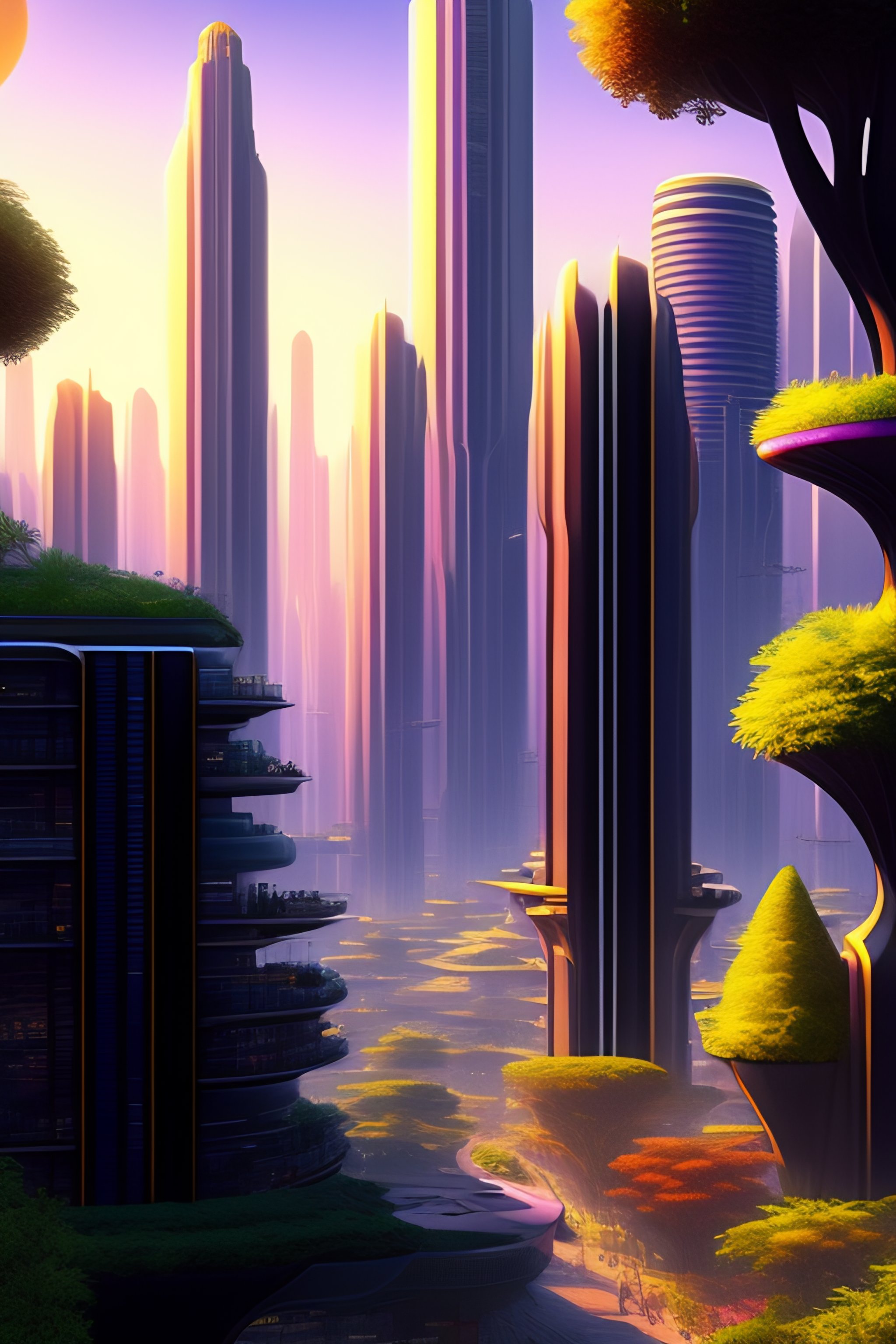 Lexica - Realistic Solarpunk utopian cityscape, from the roof, many ...