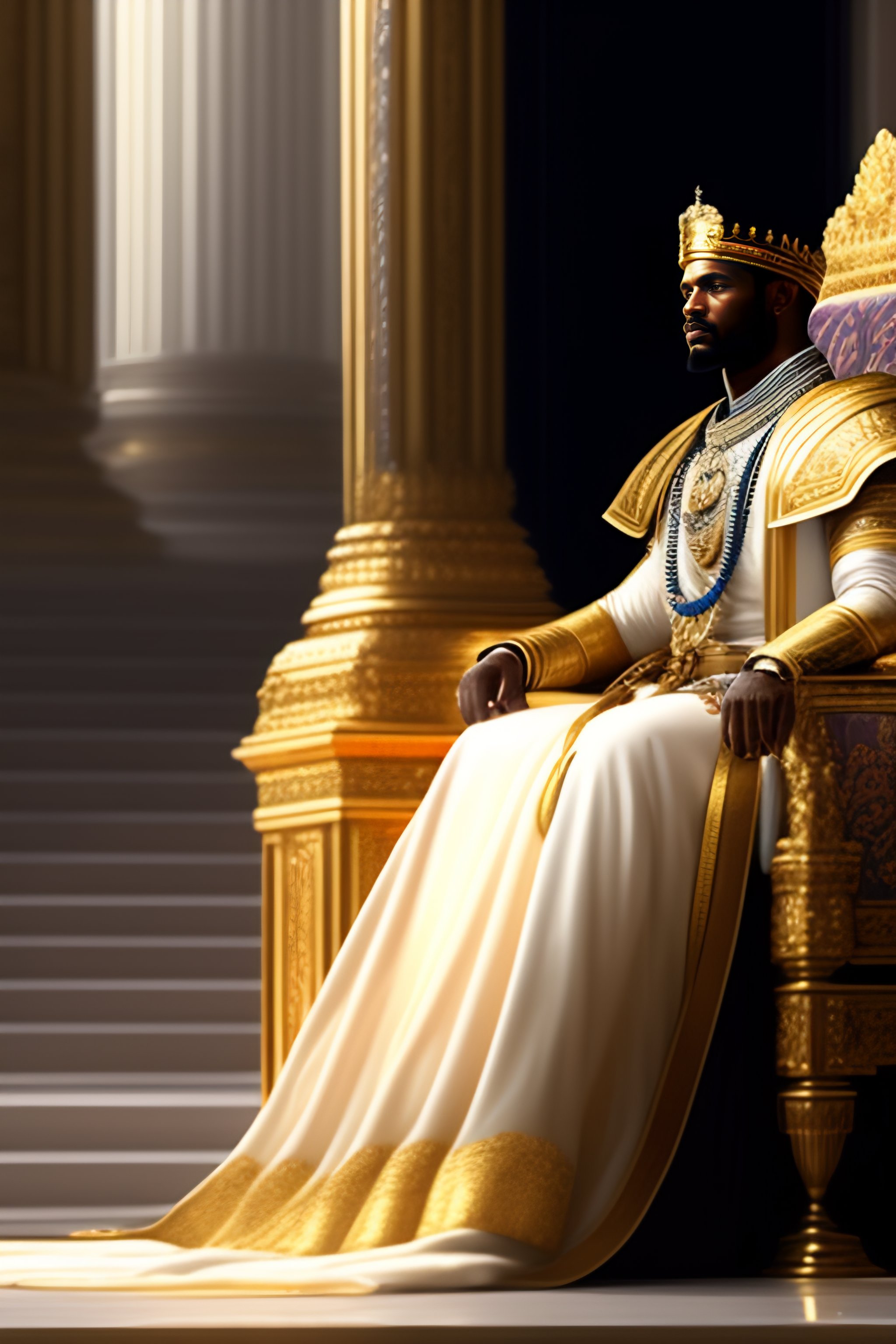 Lexica - A man wearing tattered white sheets is kneeling to the floor ...