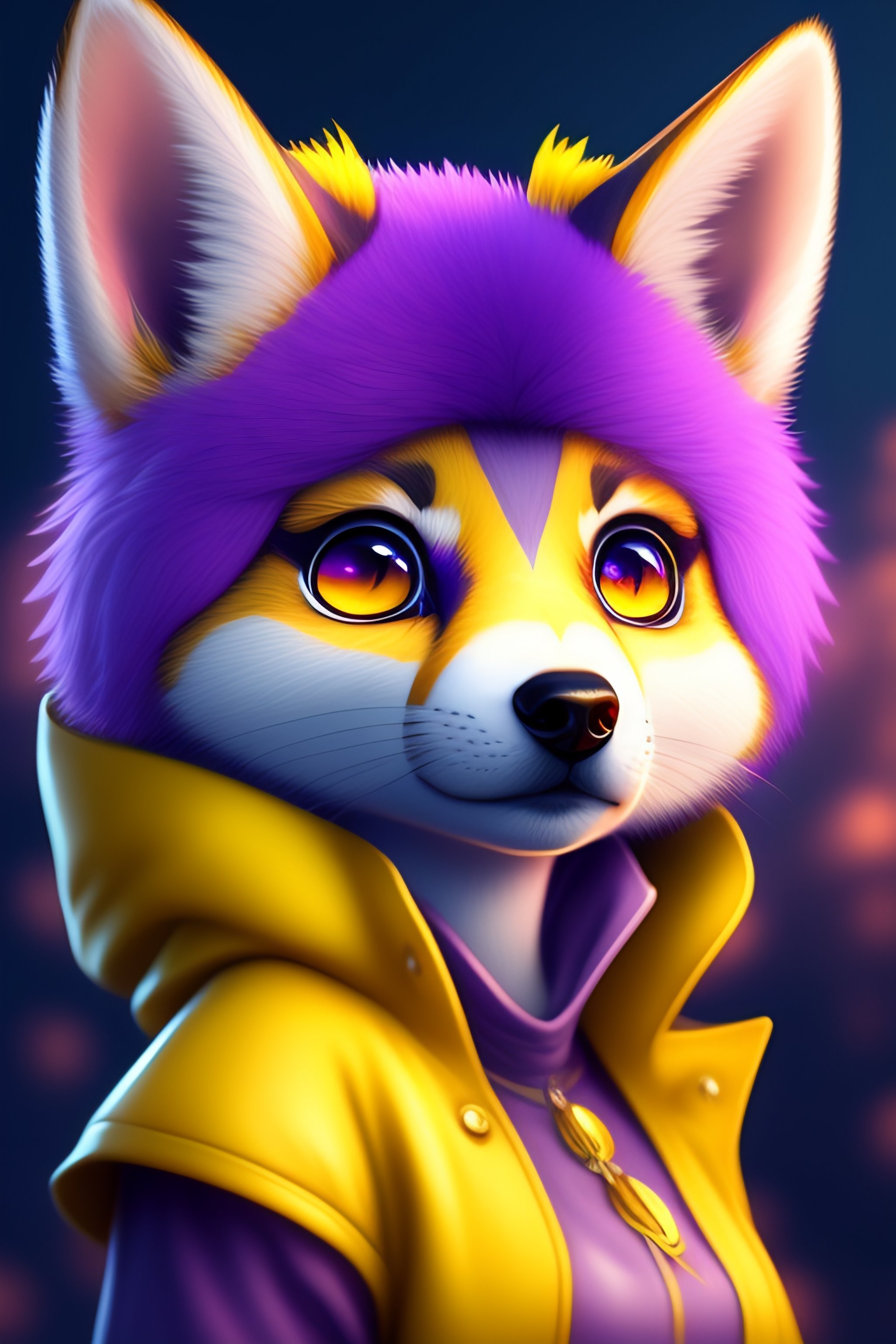 Lexica - A furry with lavender and yellow fur digital art cute anime ...