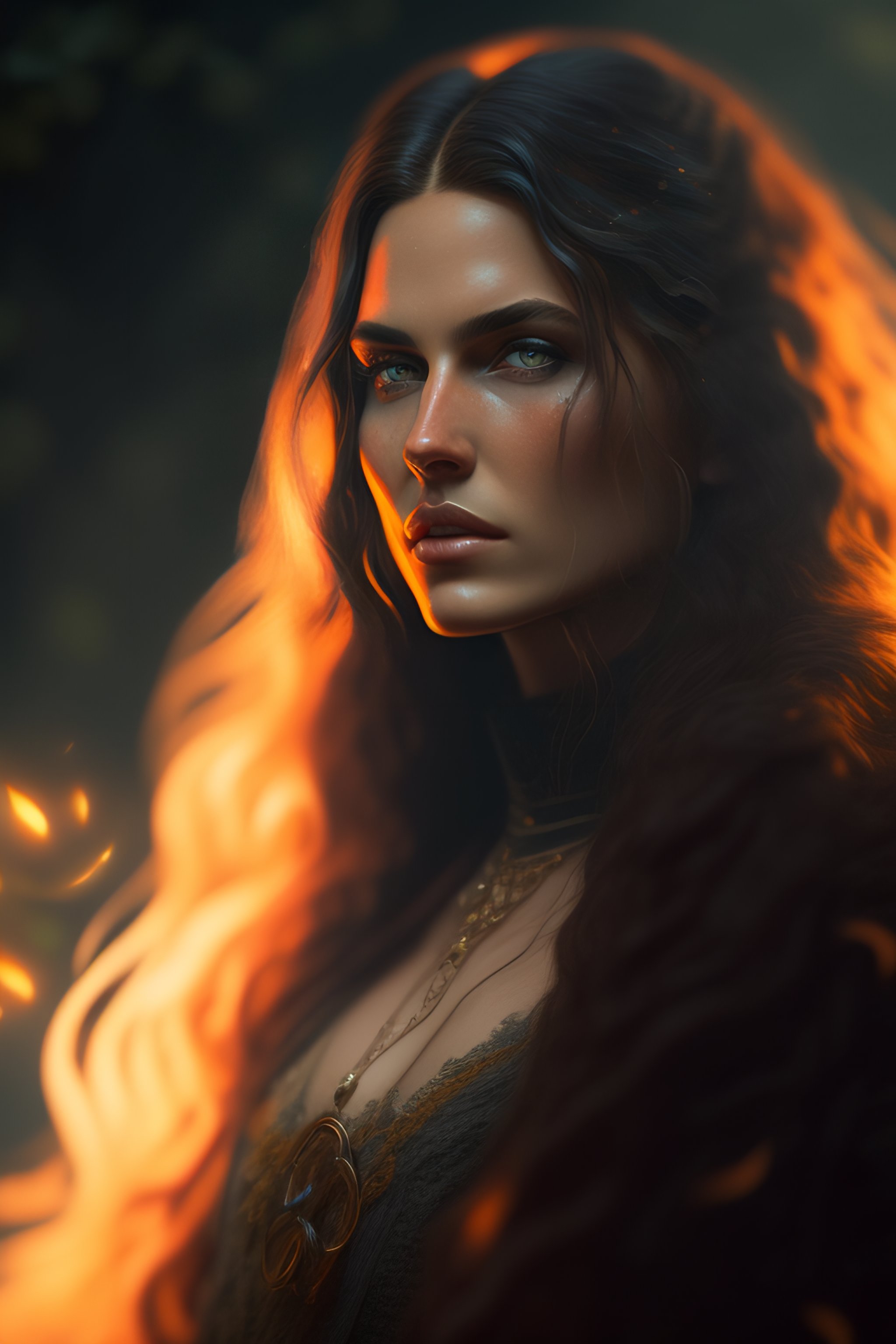 Lexica - Close up photo of witch with long hair, detailed, hyper ...