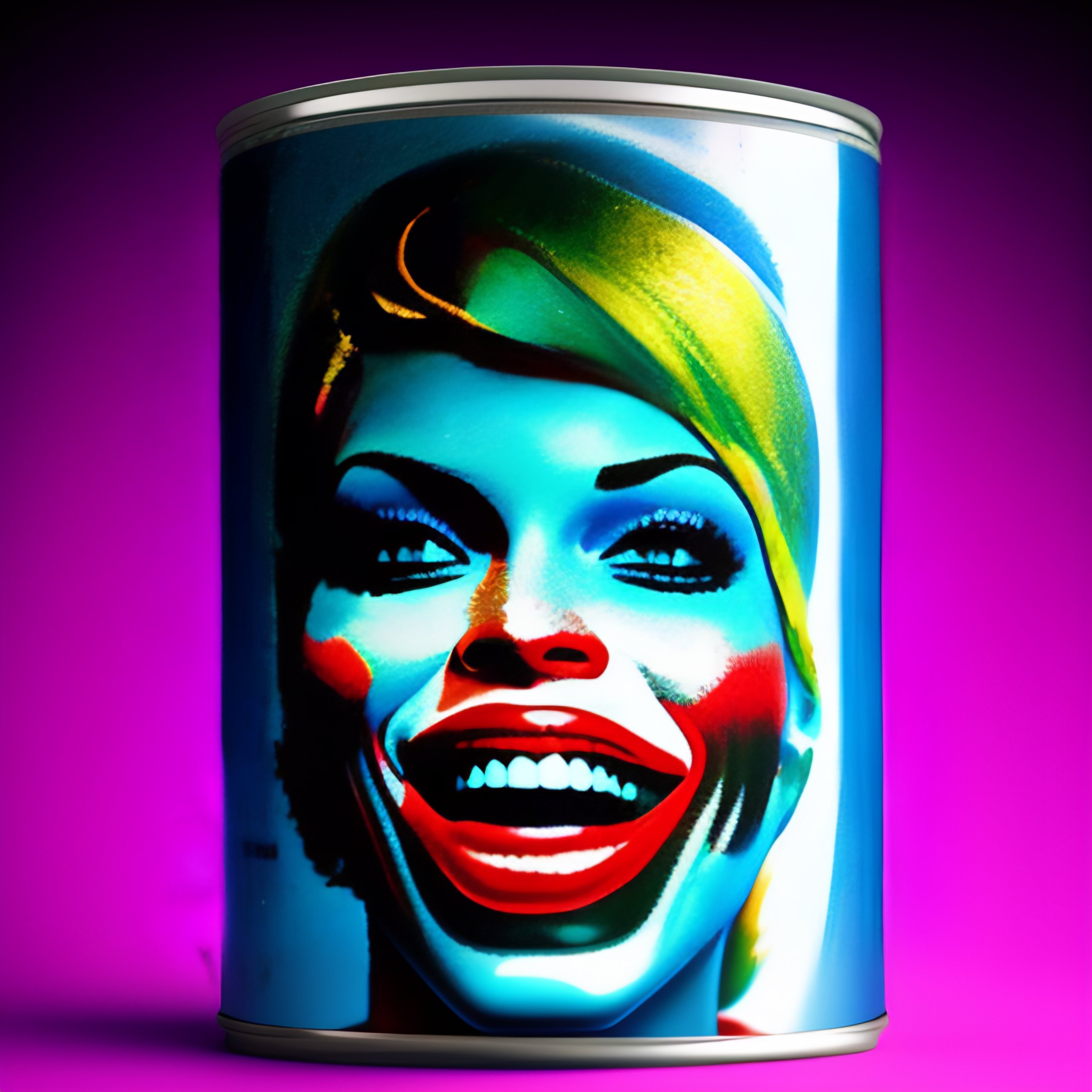 Lexica - Face stamped giant smile joker in a can of futuristic ...