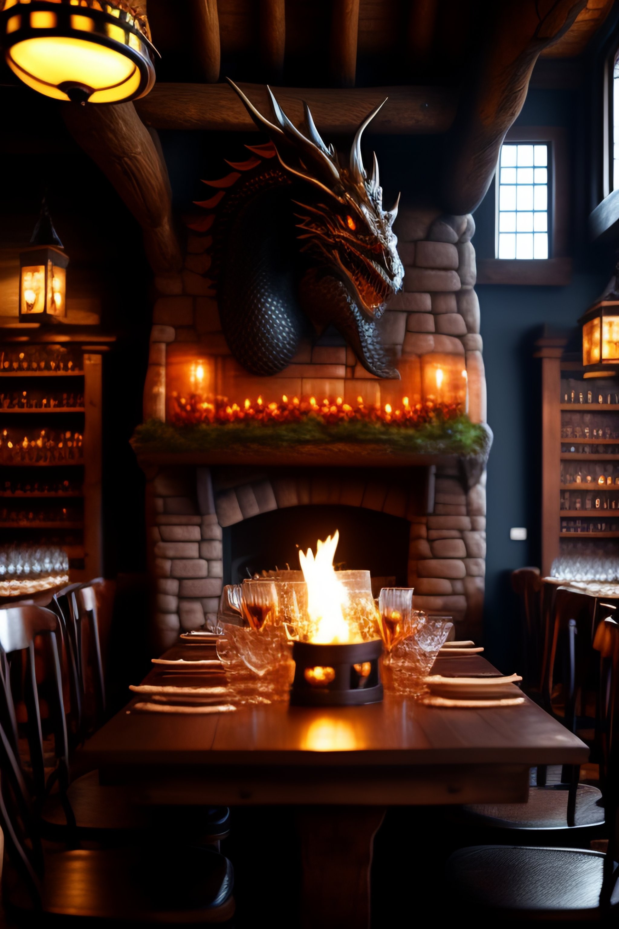 Lexica - A rowdy and boisterous Tavern with a large fireplace and a ...