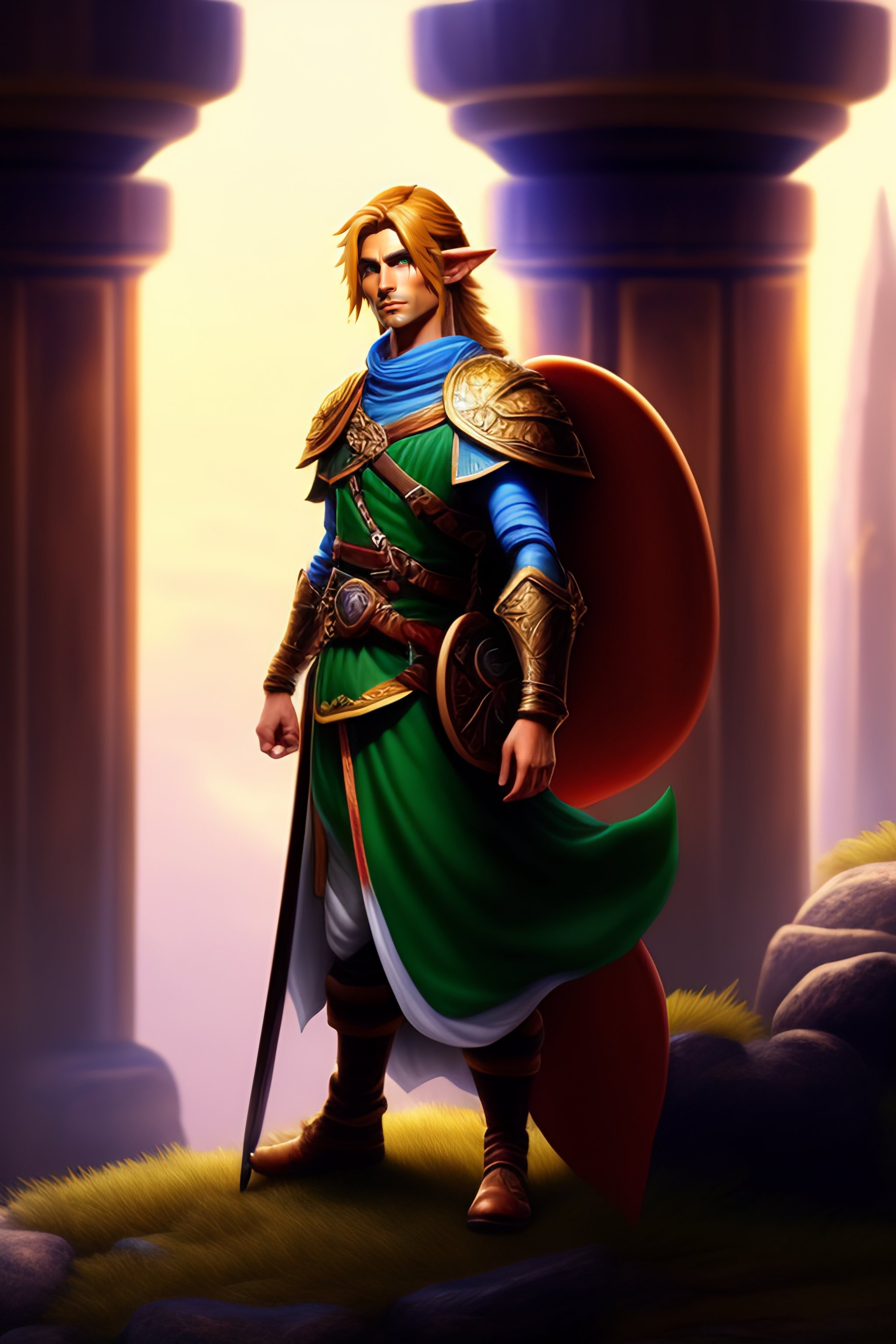 Lexica - Link from the legend of zelda, standing in the temple of time.