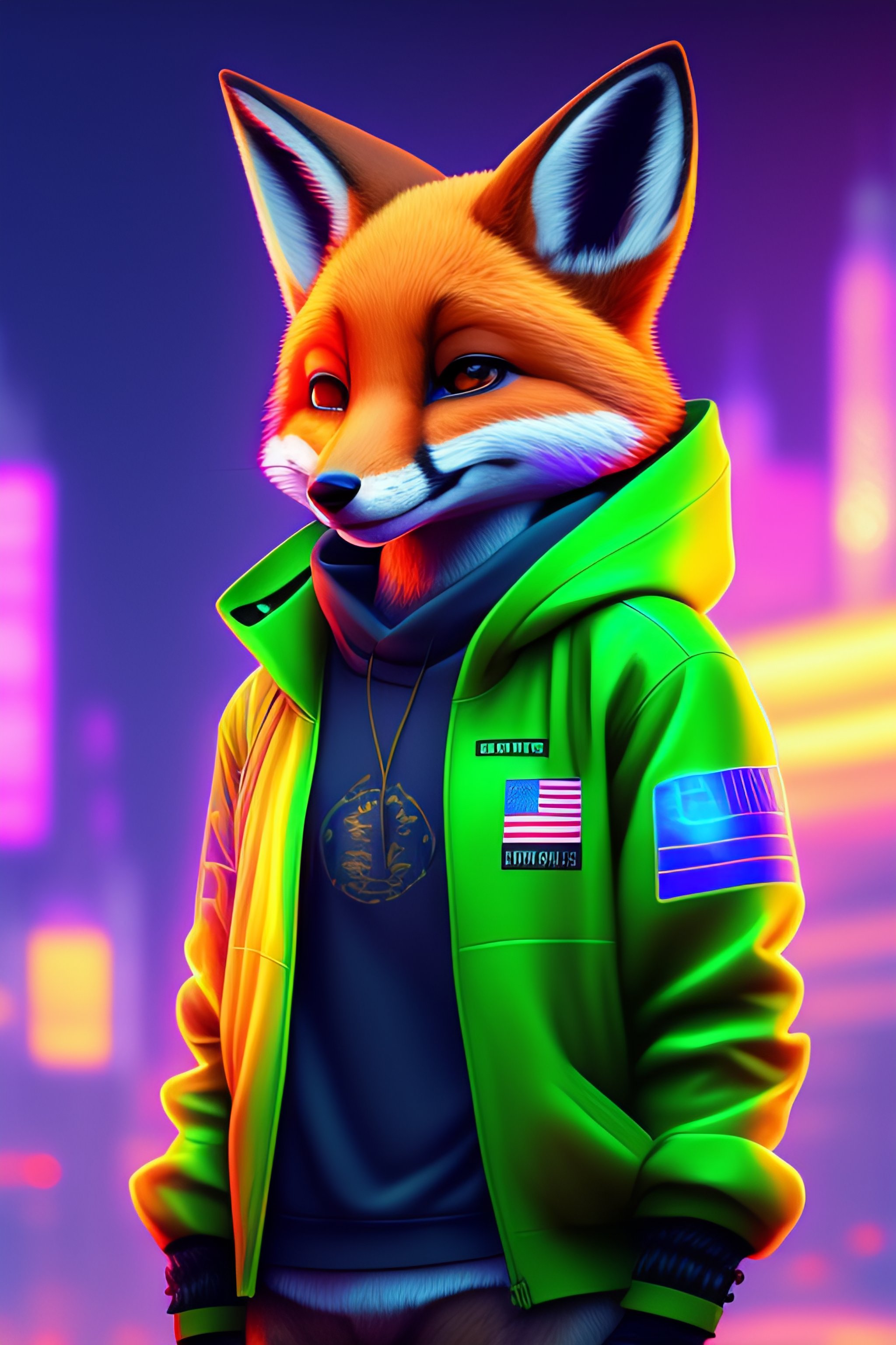 Lexica - Fox fursona,cyberpunk clothes, Zootopia style,furry style,neon ...