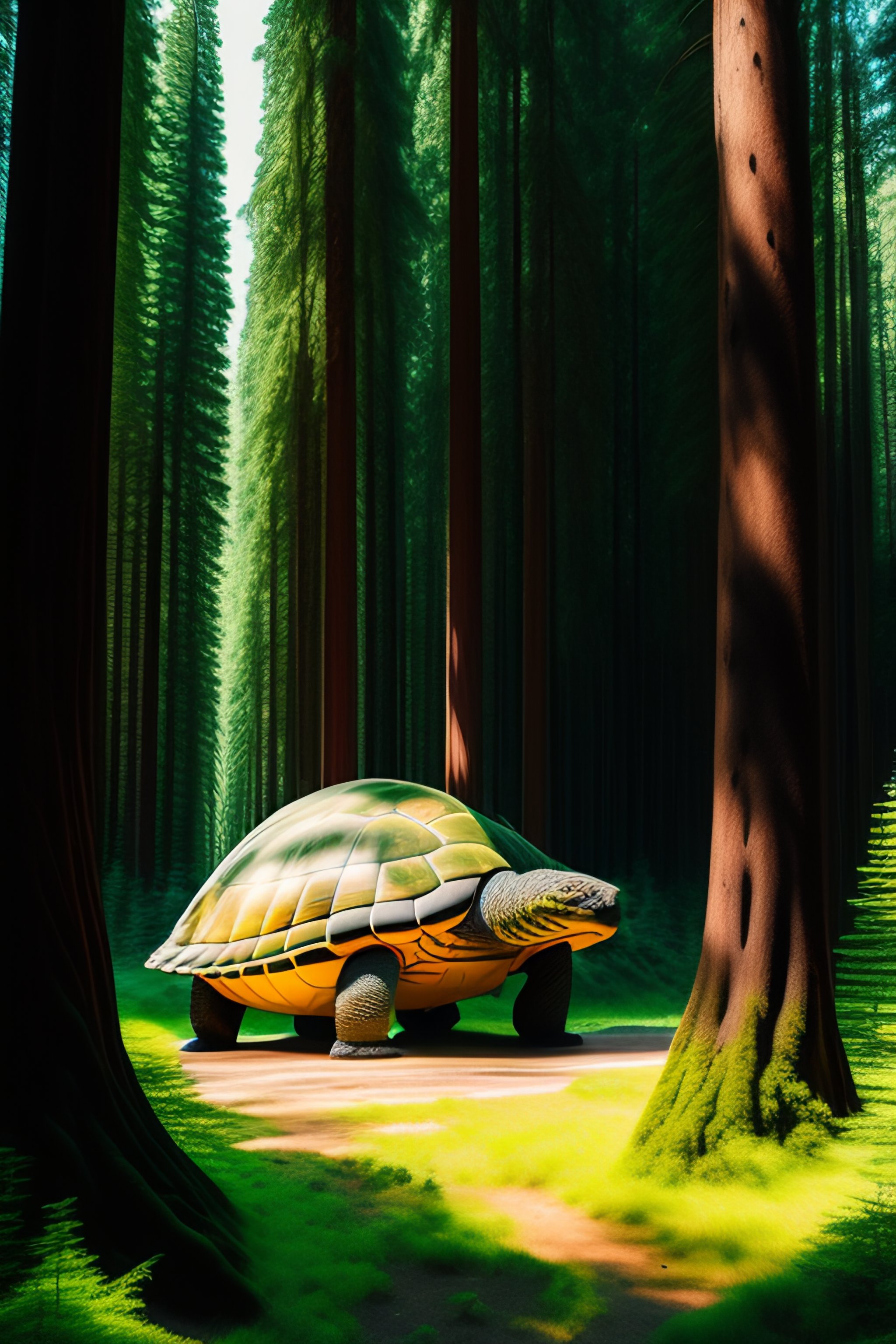 Lexica - Giant land turtle sequoia forest.