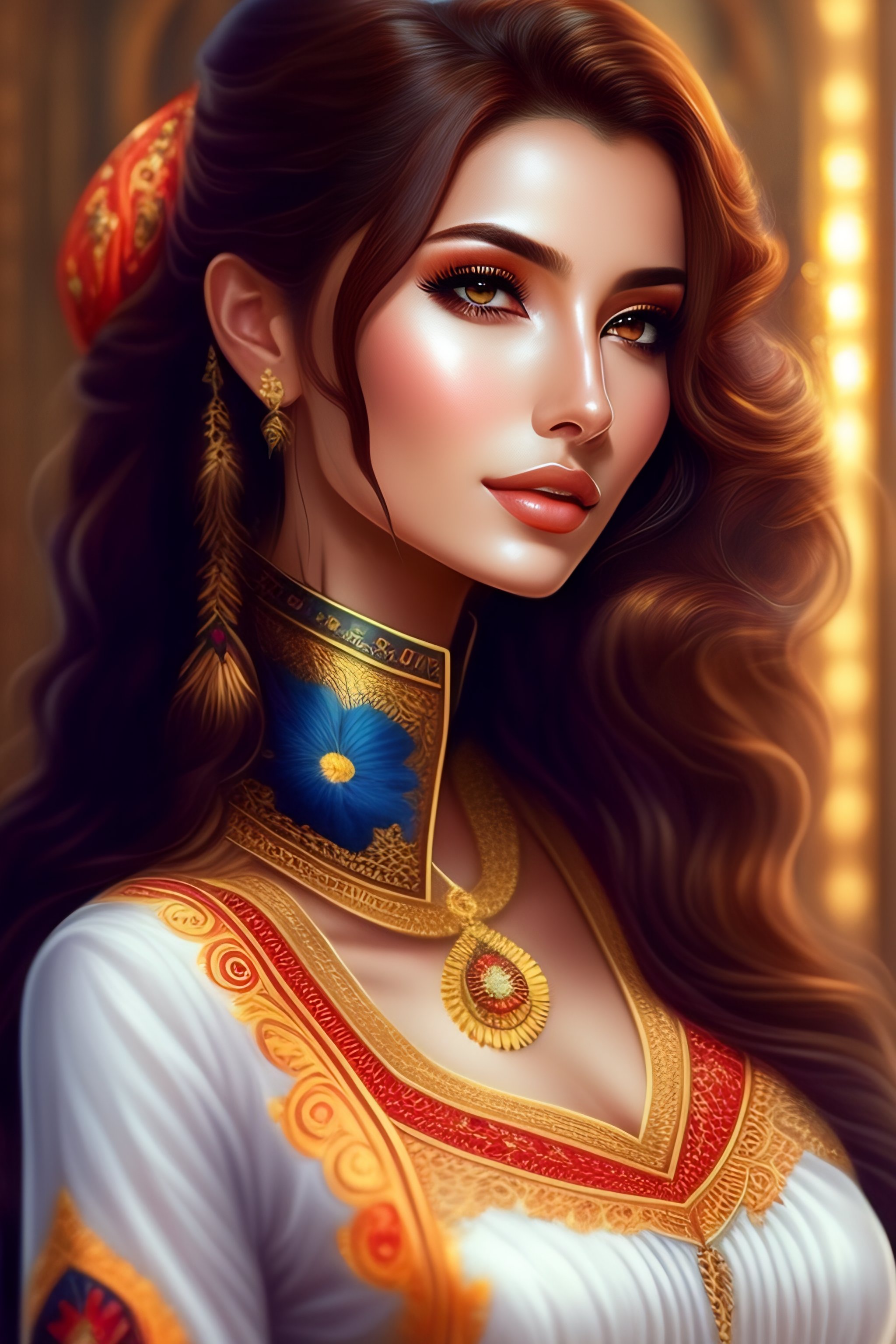 Lexica - Beautiful turkish woman in embroidered shirt, anime
