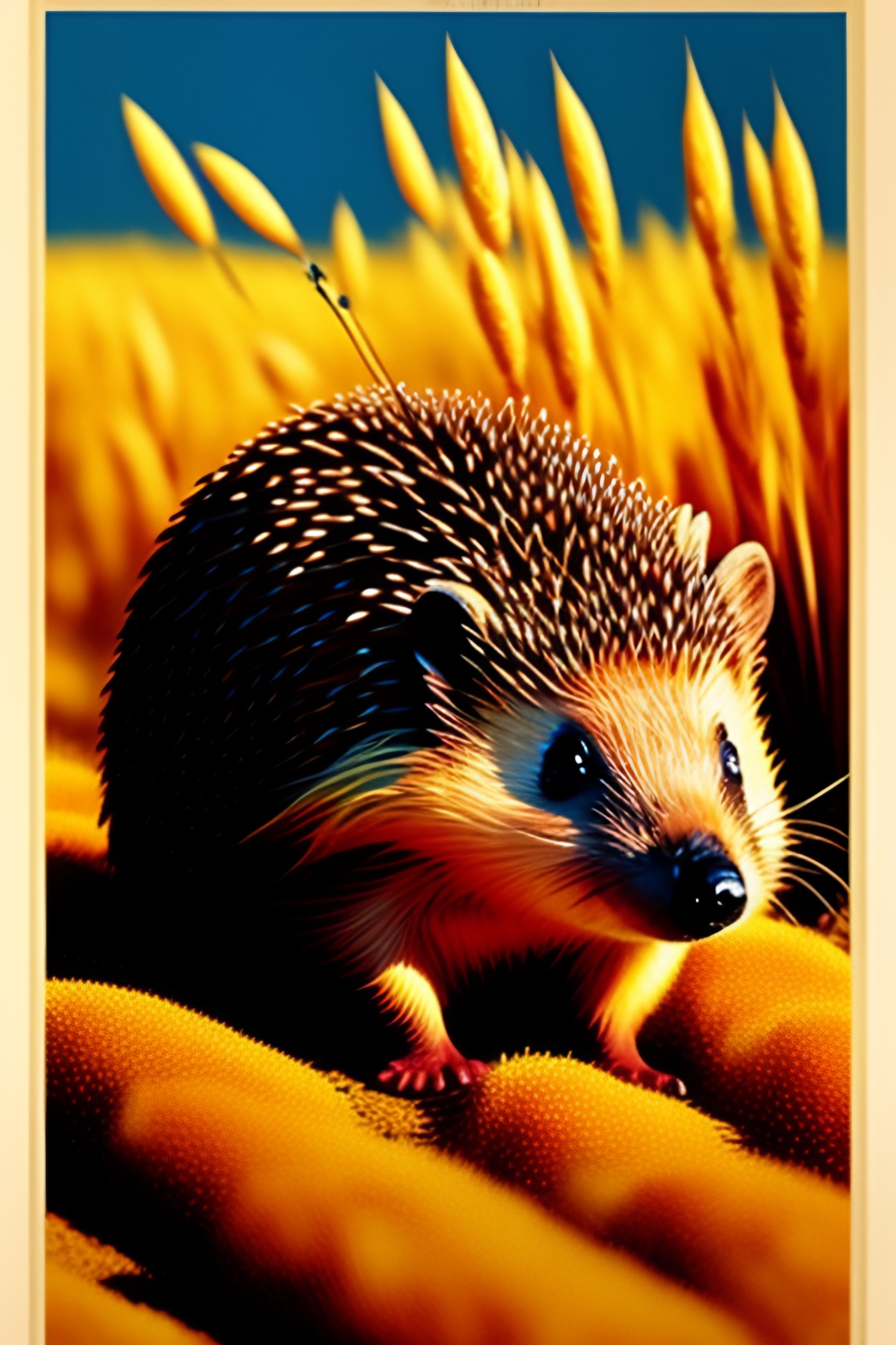 Lexica - Soviet poster of hedgehog collecting wheat