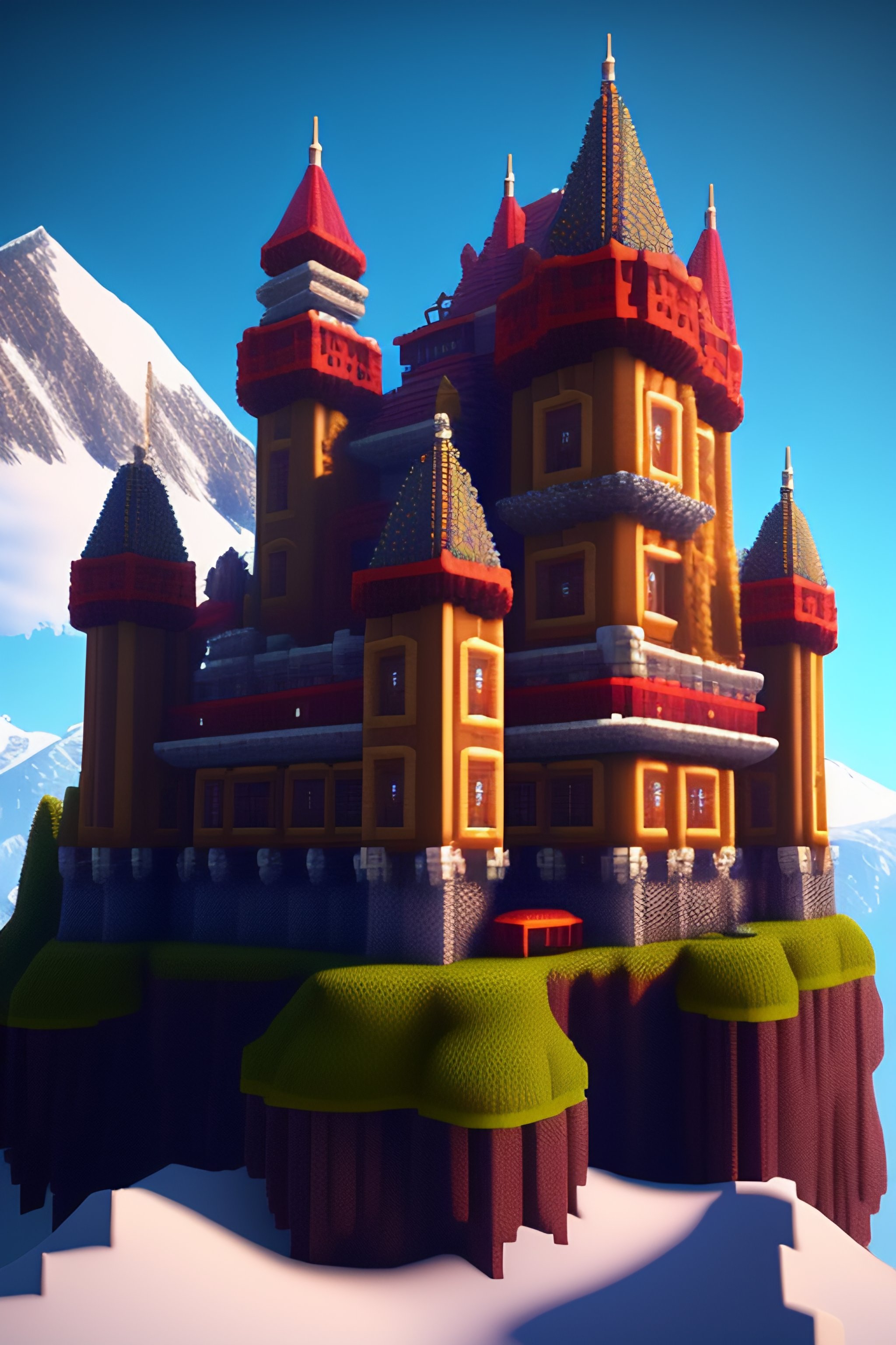 Lexica - A forbidden castle high up in the mountains, pixel art, unreal ...