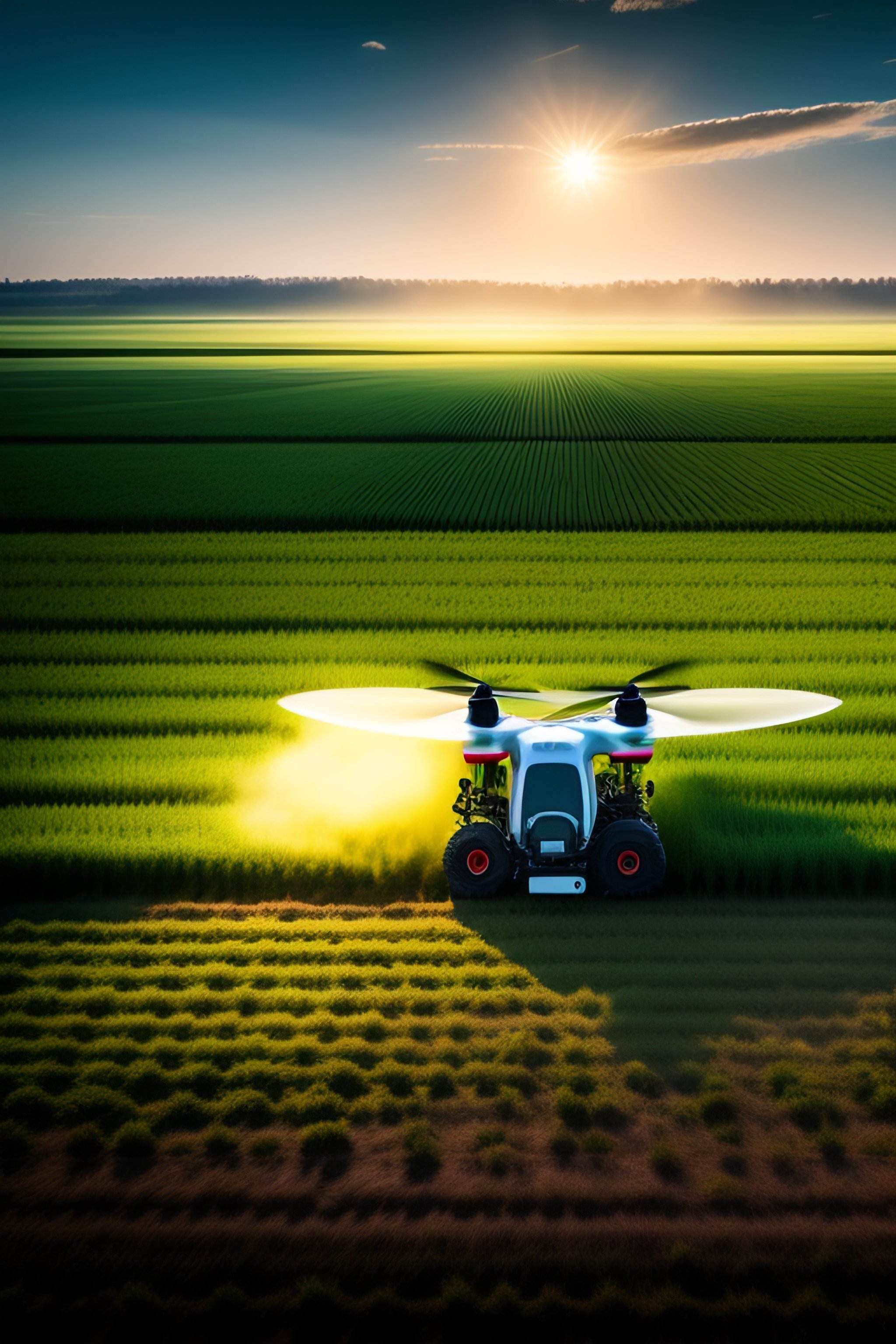 Lexica - Foto of a drone fertilizing a crop field