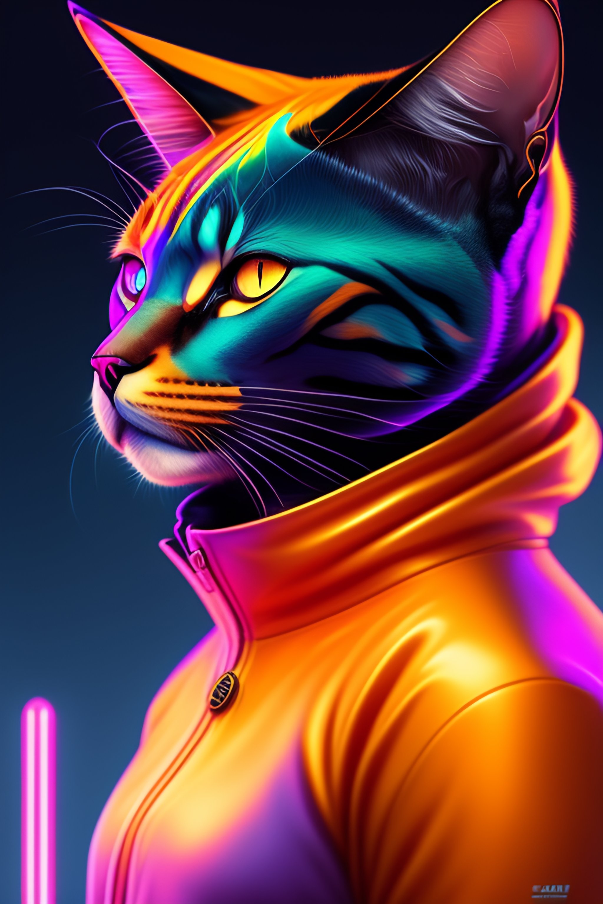 Lexica - Male cat, a colorful comic noir illustration painting of a ...
