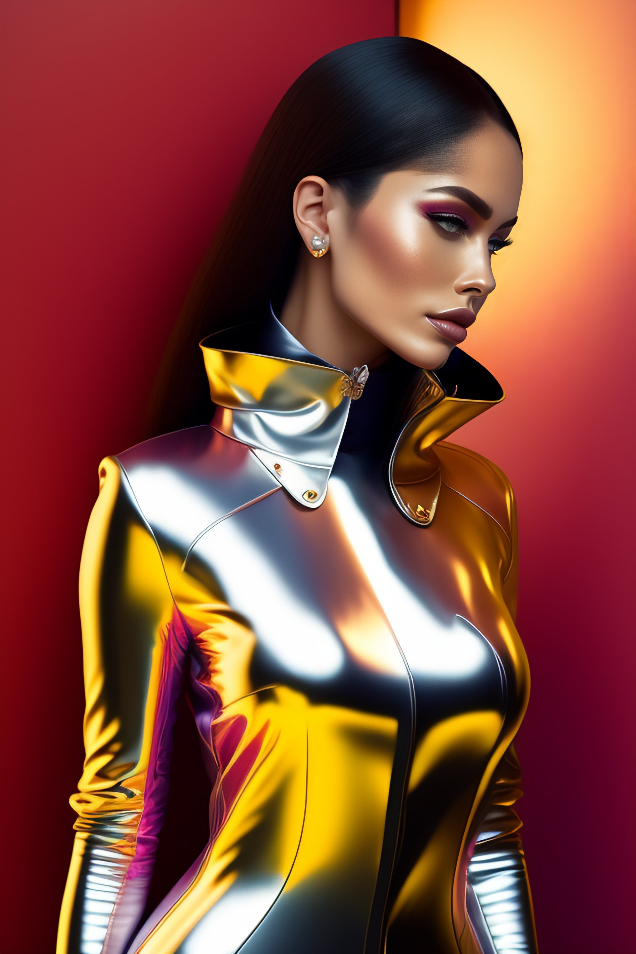 Lexica - Girl in shiny leather suit and boots