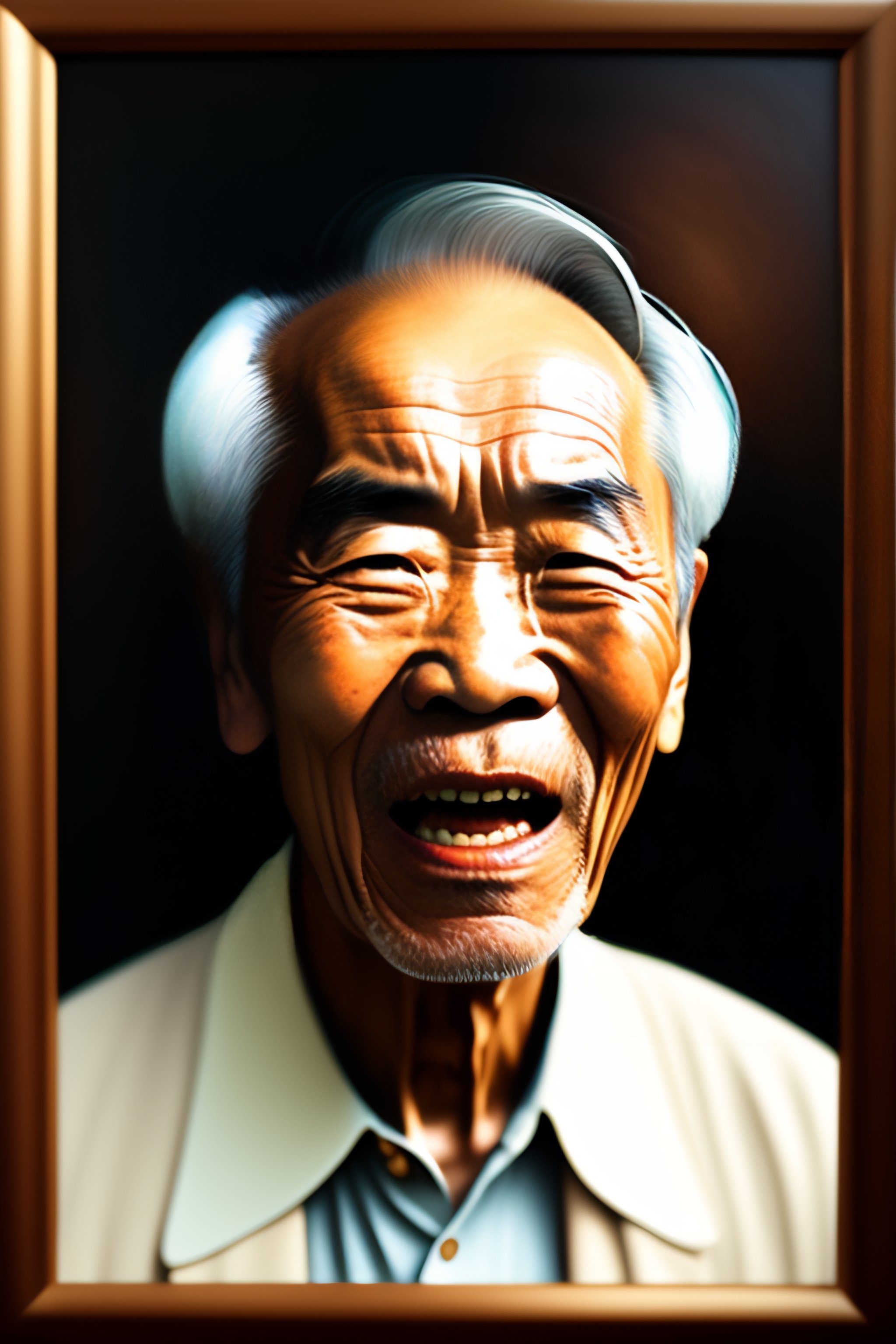Lexica - Portrait of old asian man screaming, crying