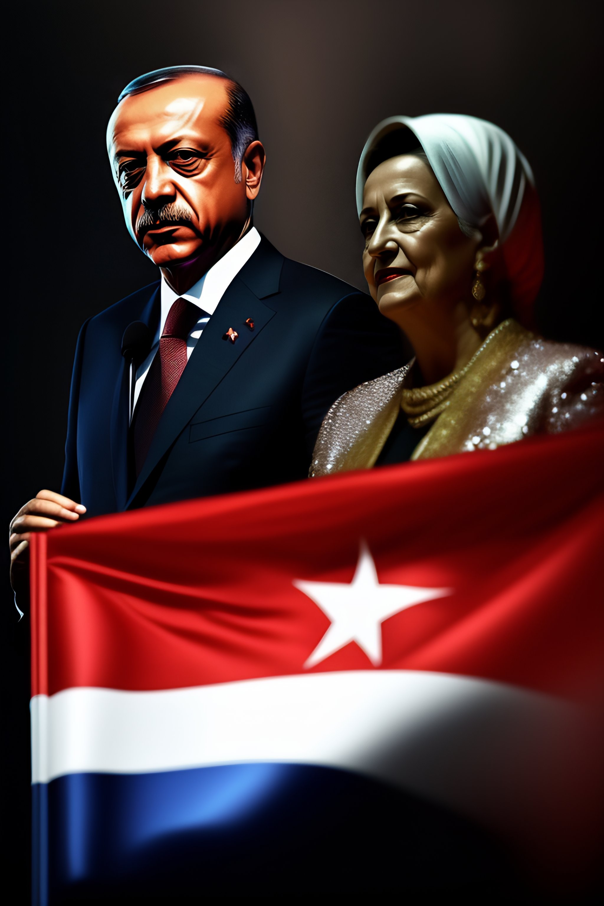 Lexica - Image of Recep Tayyip Erdogan on a black background in front ...