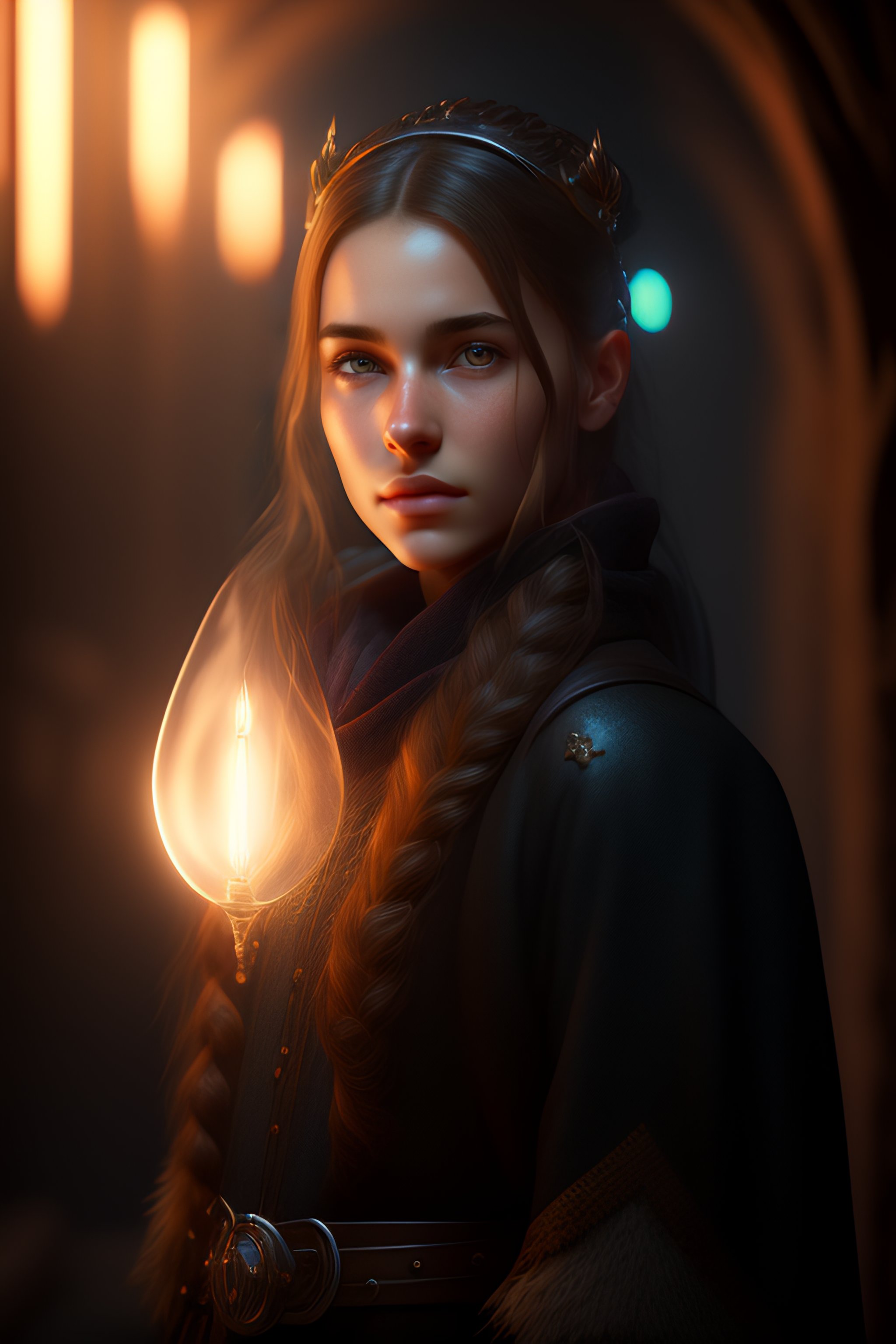 Lexica - Beautiful art portrait of a girl made of light in a dungeon ...