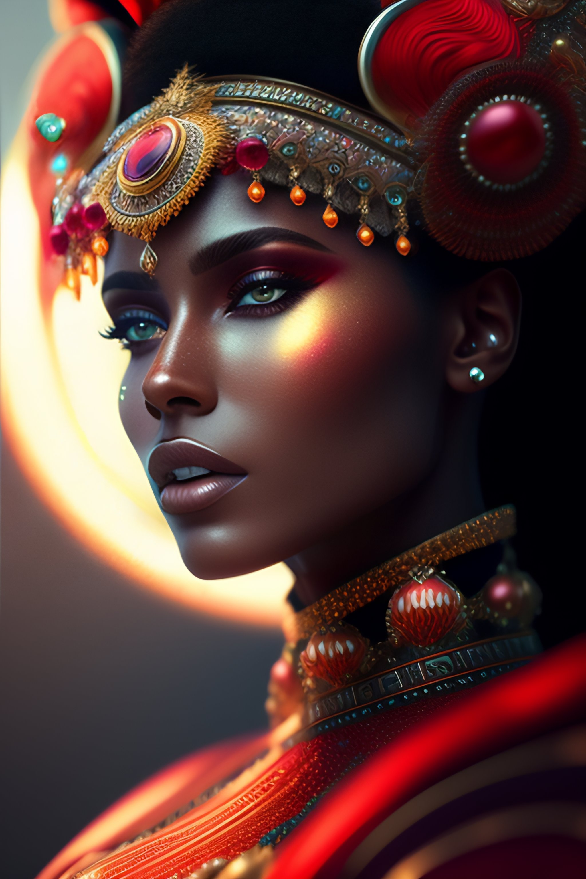 Lexica - Red and white color palette, emotion Futuristic princess in ...