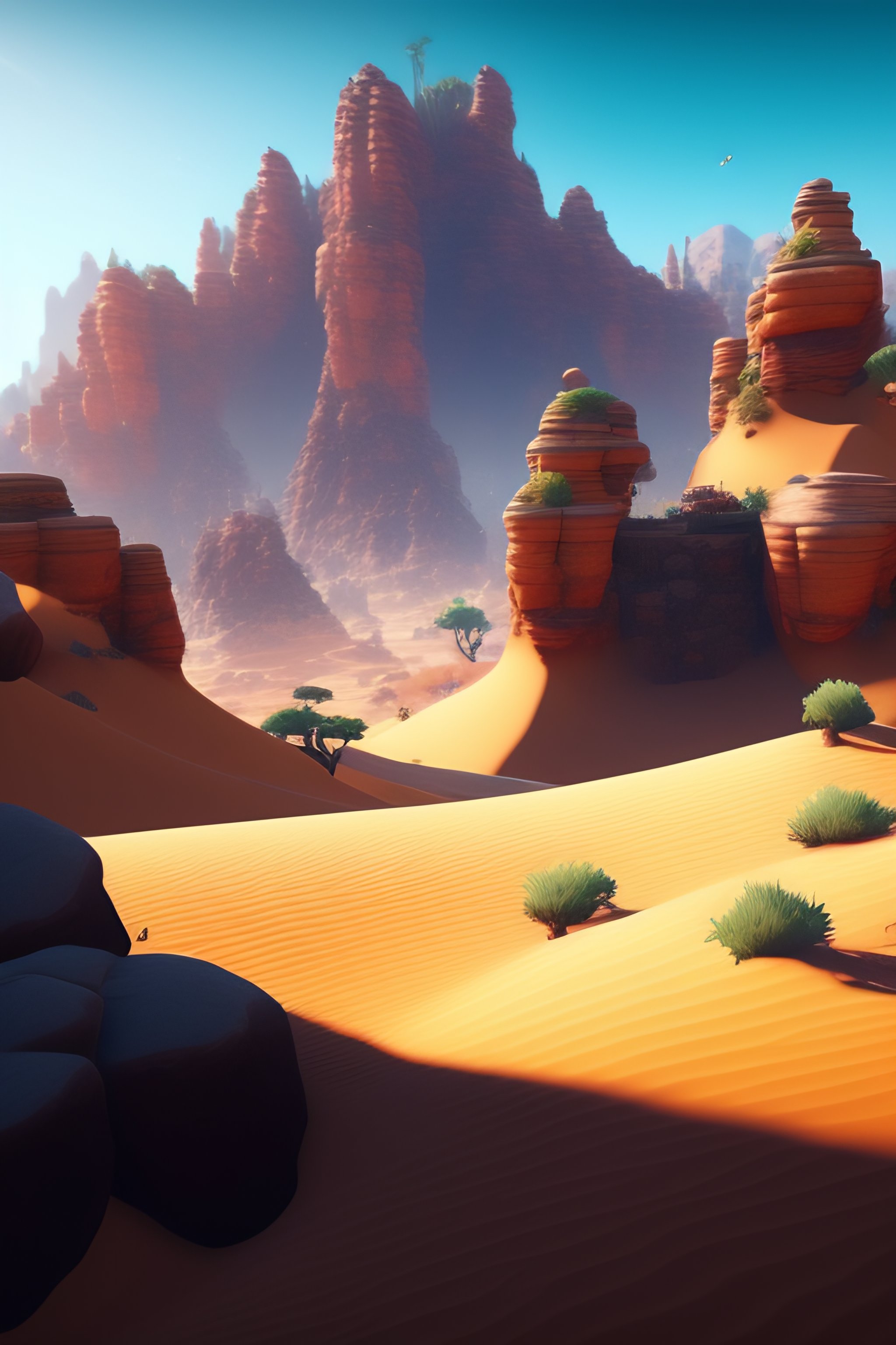 Lexica - Environment, Fortnite and overwatch style , desert rocks ...