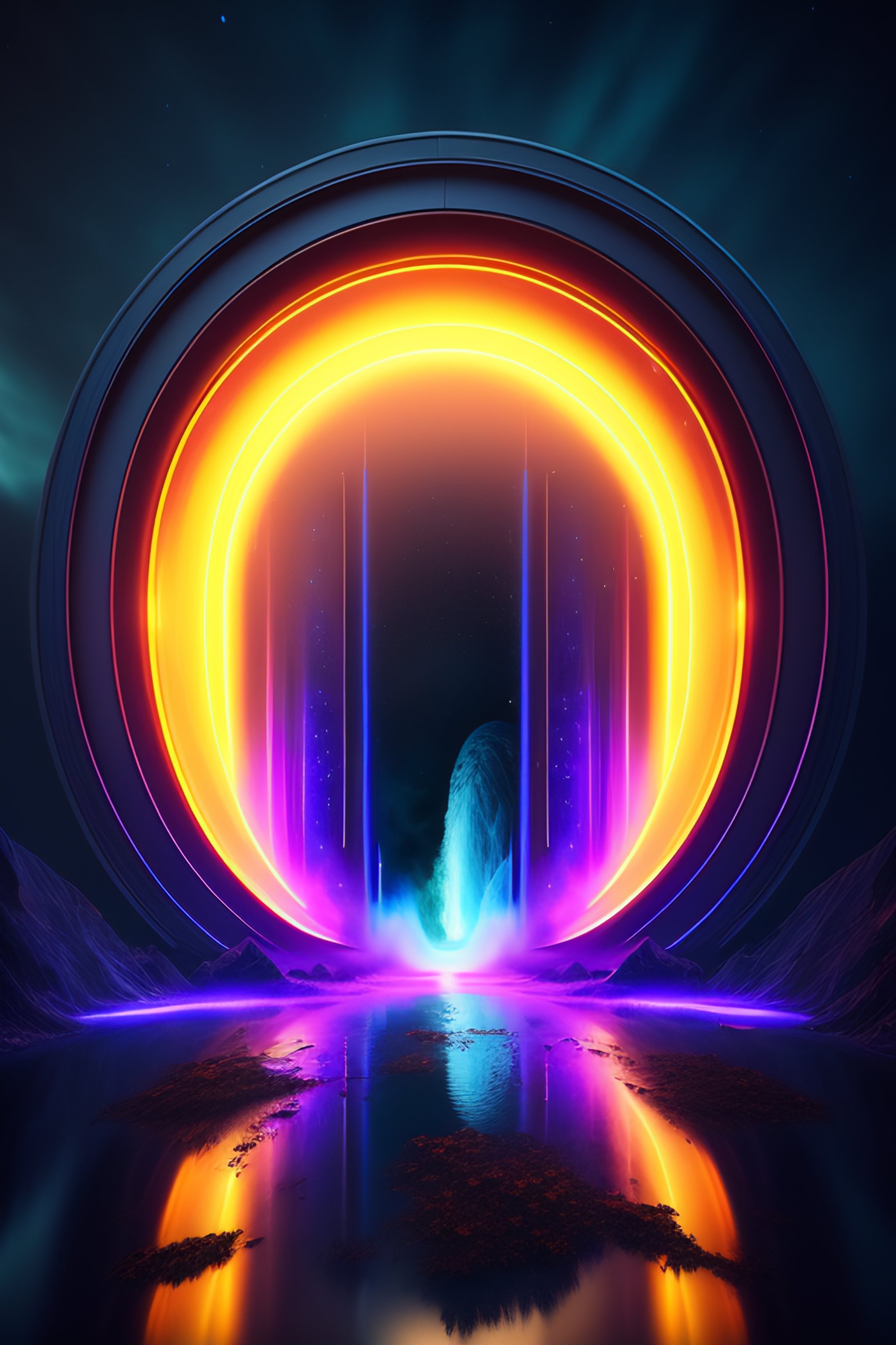 Lexica - Massive portal with glowing portals leading to different ...