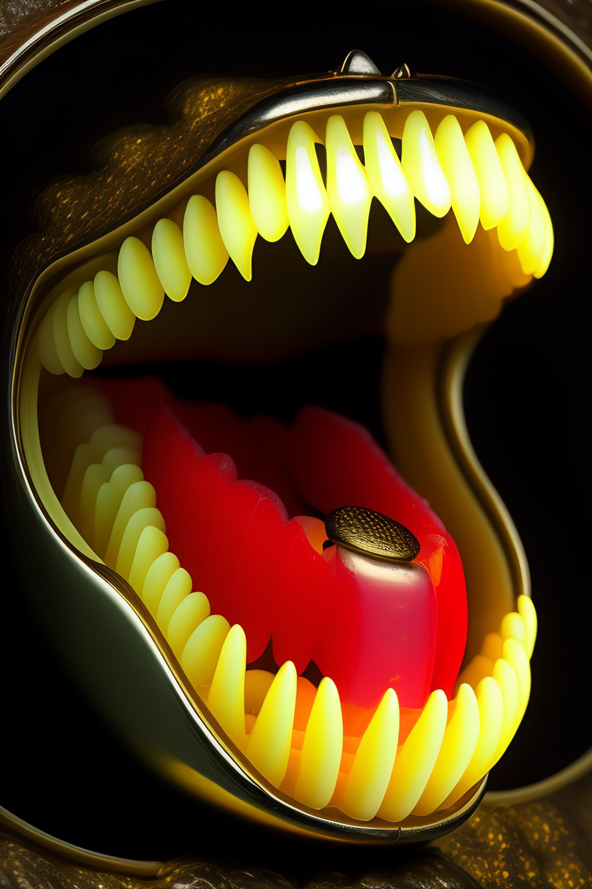 Lexica - Neon glow worms, mangled teeth, snarled gums, portrait by ...