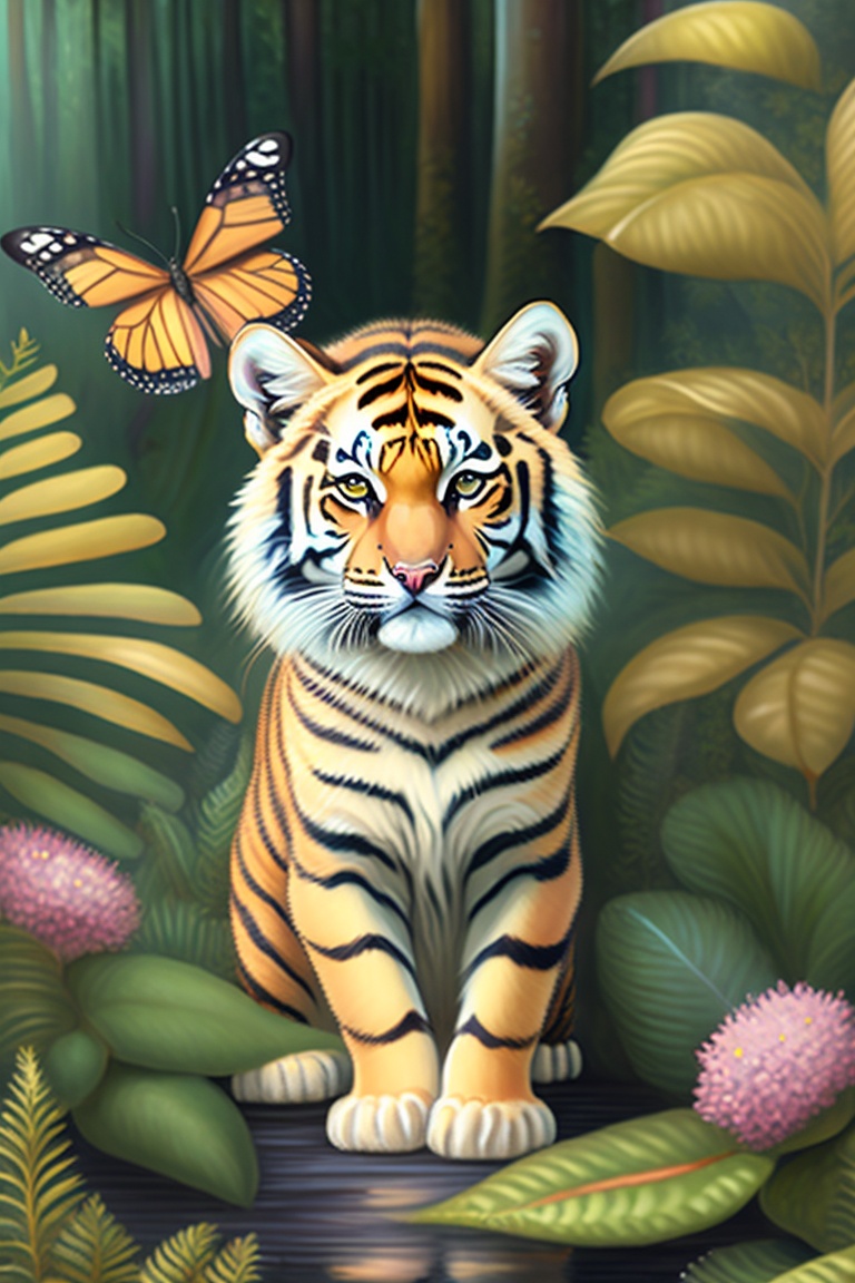 Lexica - Magic striped trippy tiger kitten with a crown jewel encrusted ...