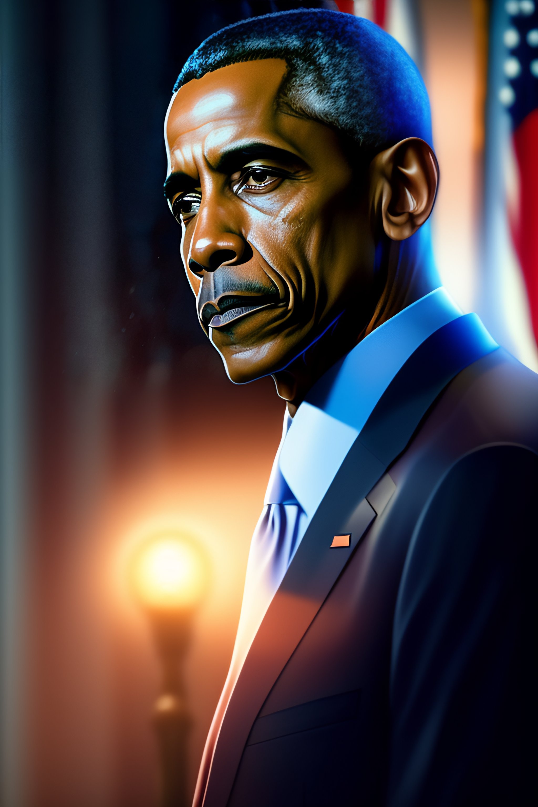 Lexica - Barrack obama cosplaying as Gendo Ikari, key lighting, soft ...