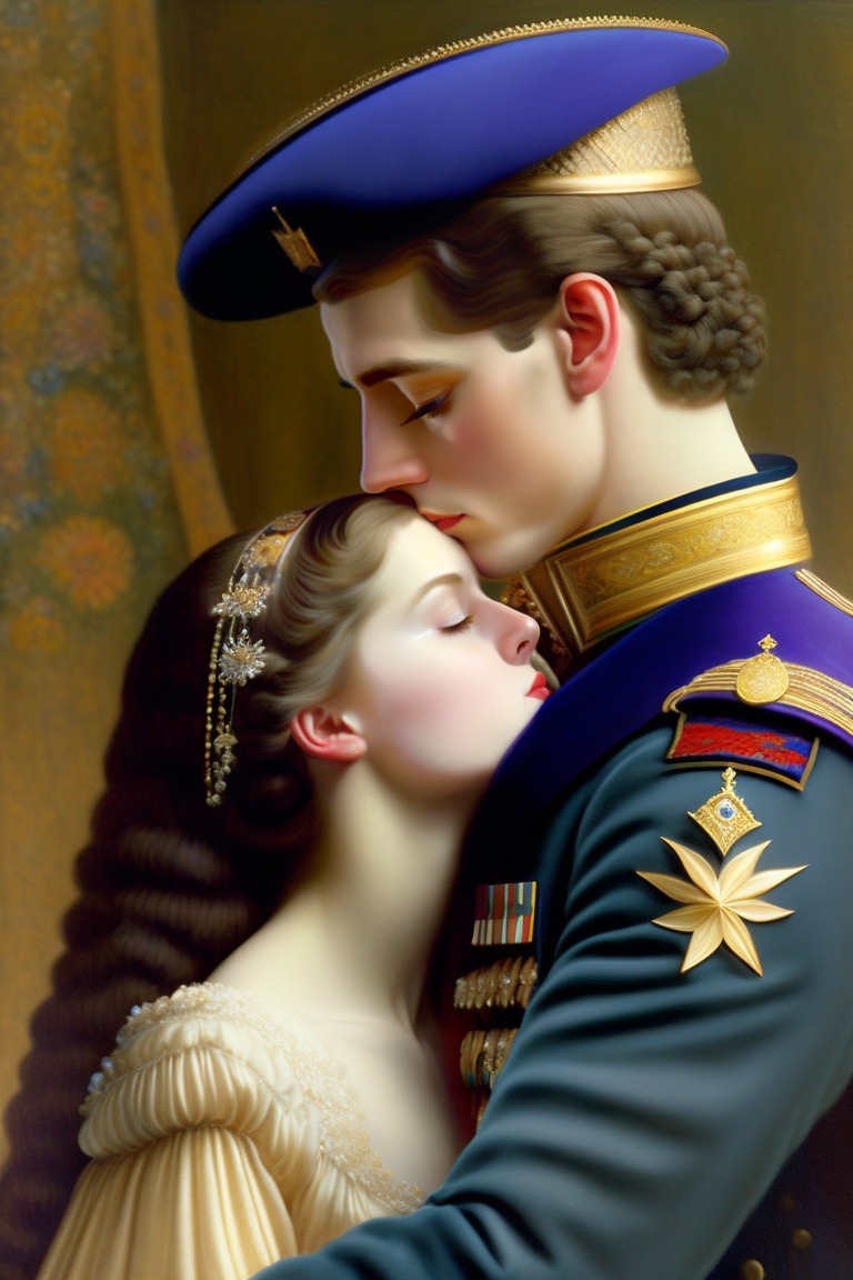 Lexica - Prince kisses princess,by Gustav Klimt