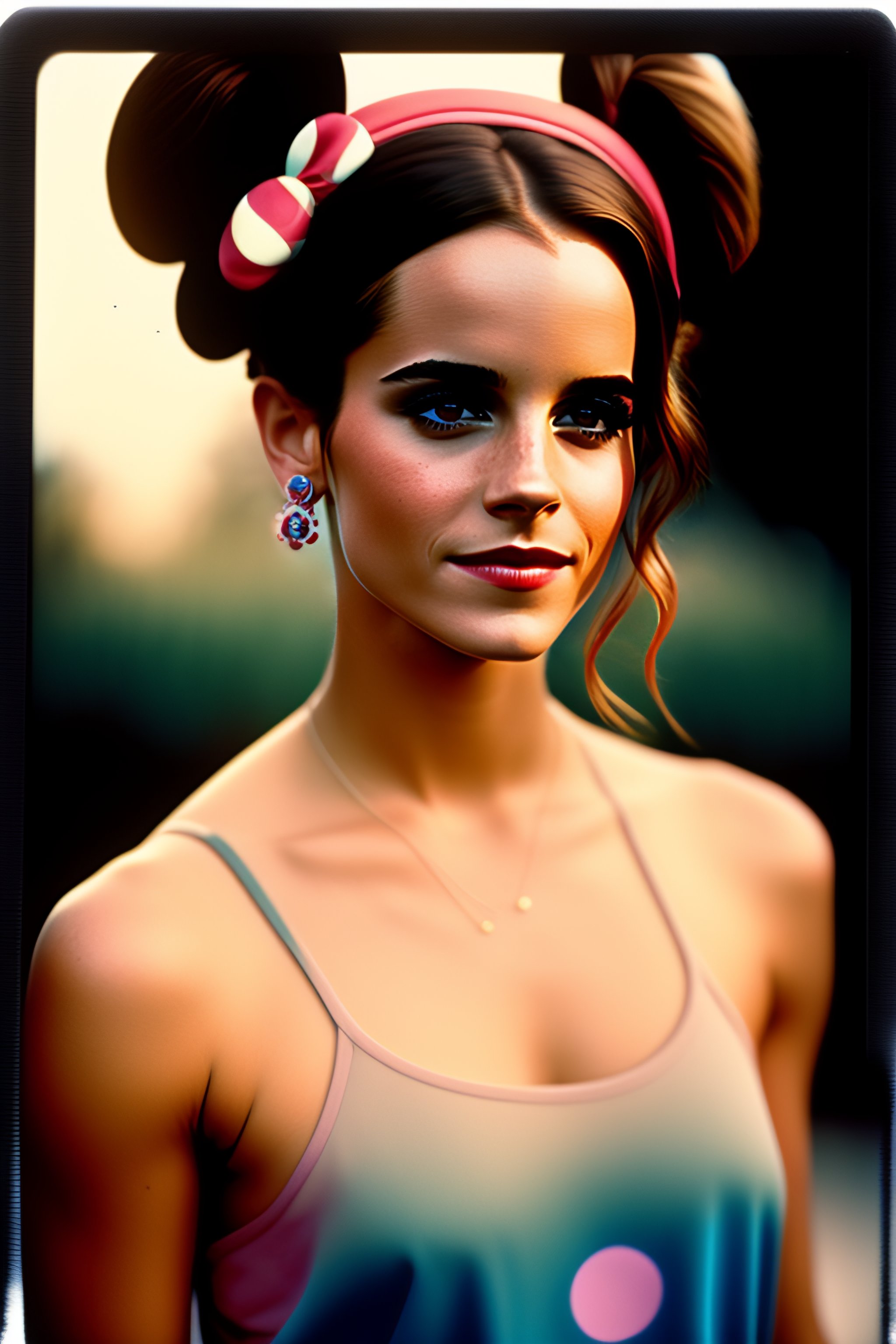 Lexica - Polaroid photo of a attractive Emma Watson in a loose tank top ...